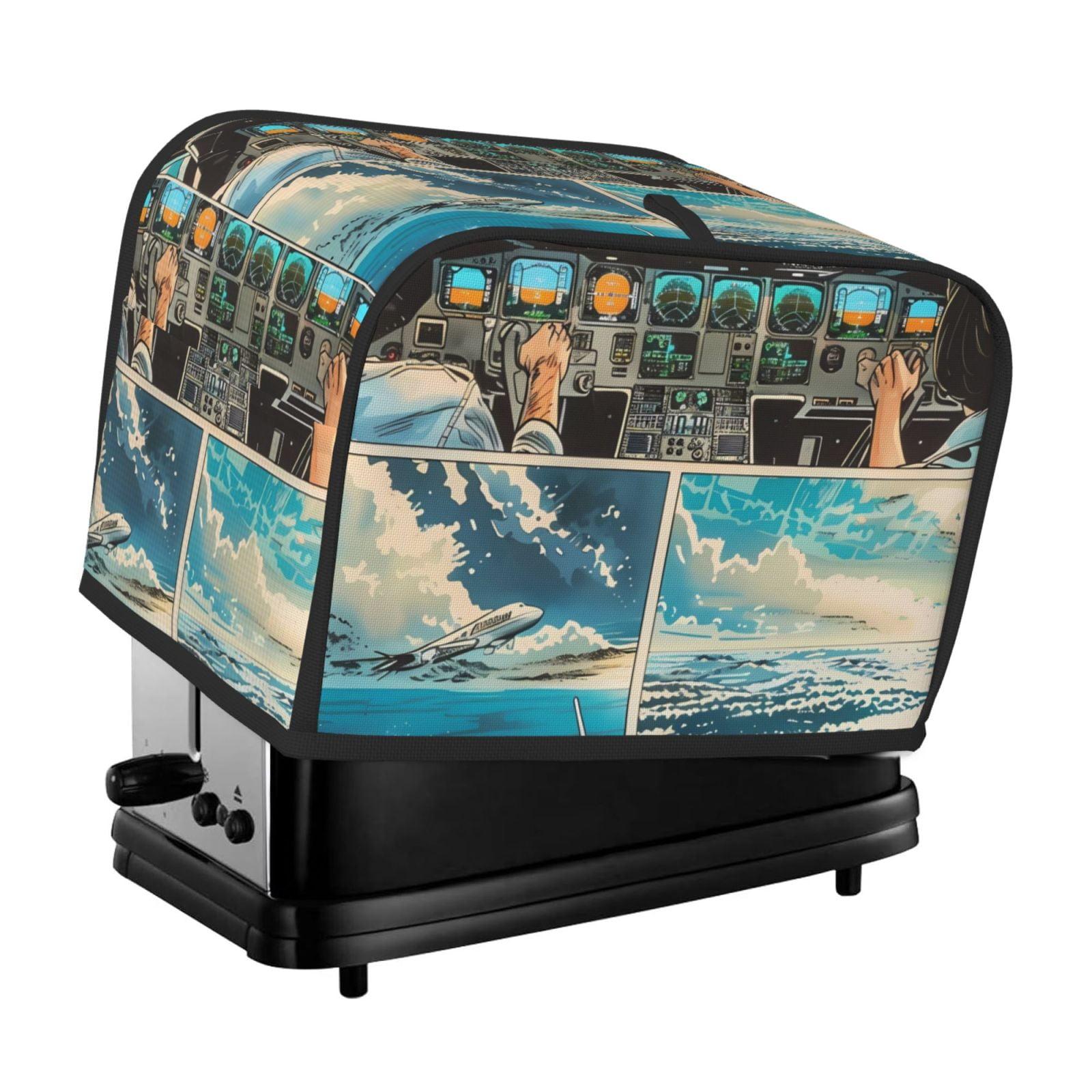 Yiaed Comic Airplane Cockpit Illustration Print Two Slice Bread Machine ...