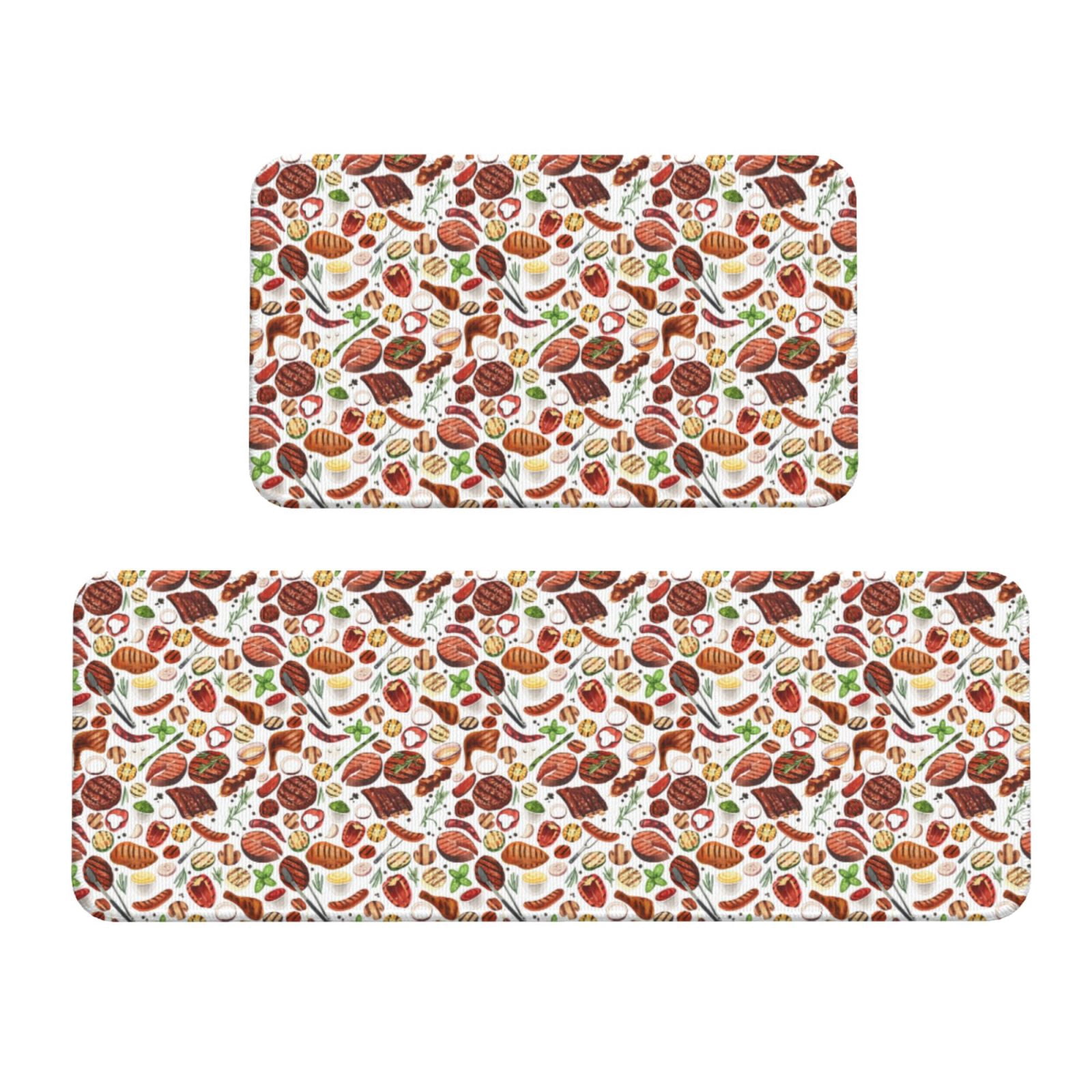 Yiaed Cooking Bbq Kitchen Rugs Sets of 2 Kitchen Mats Cushioned Anti ...