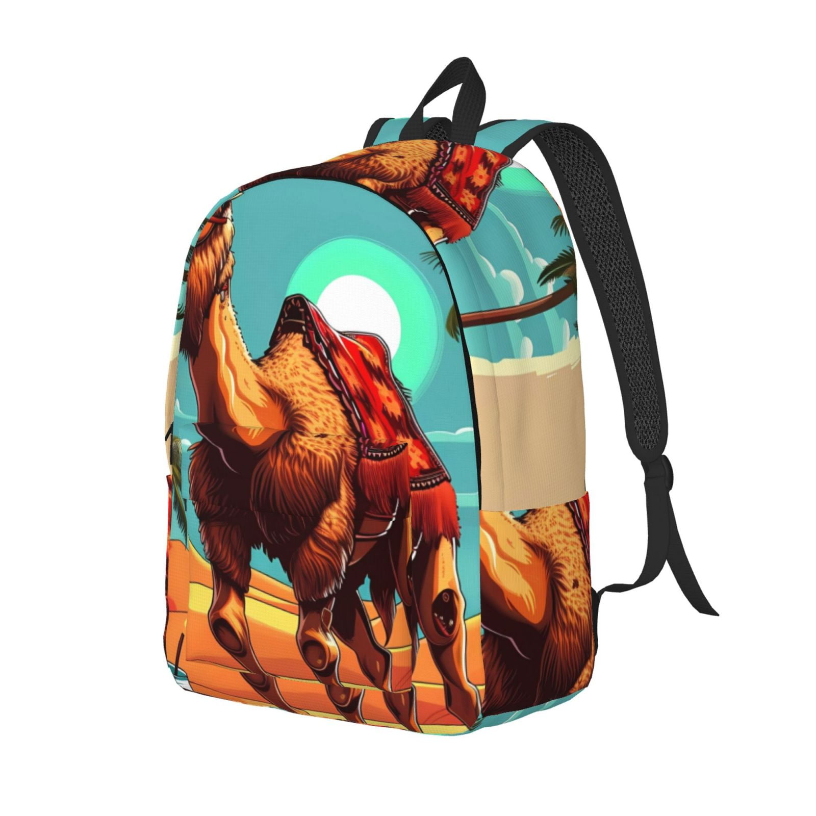 Yiaed Cool Camel Oasis Vibes Print Laptop Backpack Travel Canvas ...