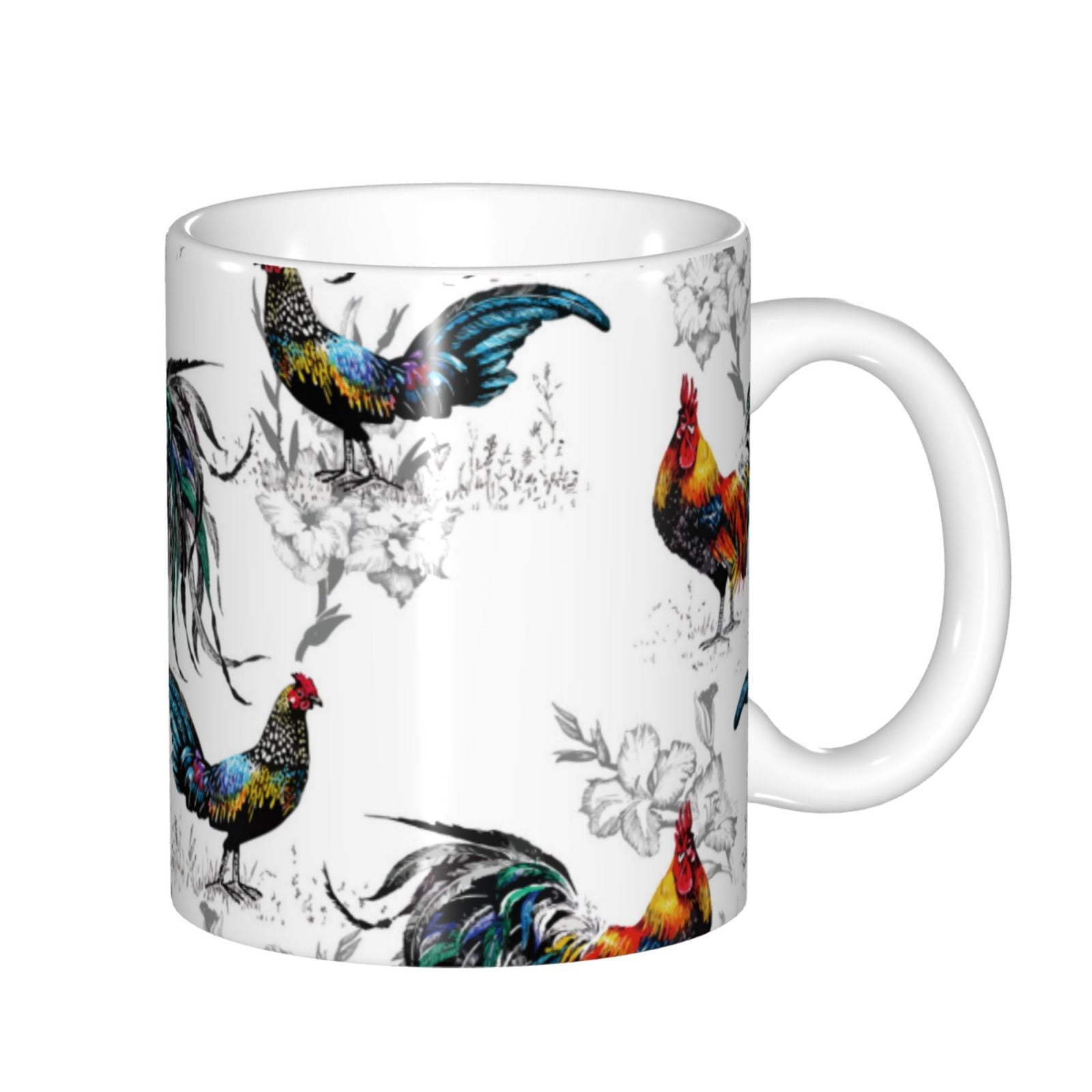 Yiaed Cool Chicken Print Ceramics Coffee,Large Handle Design,Extra ...
