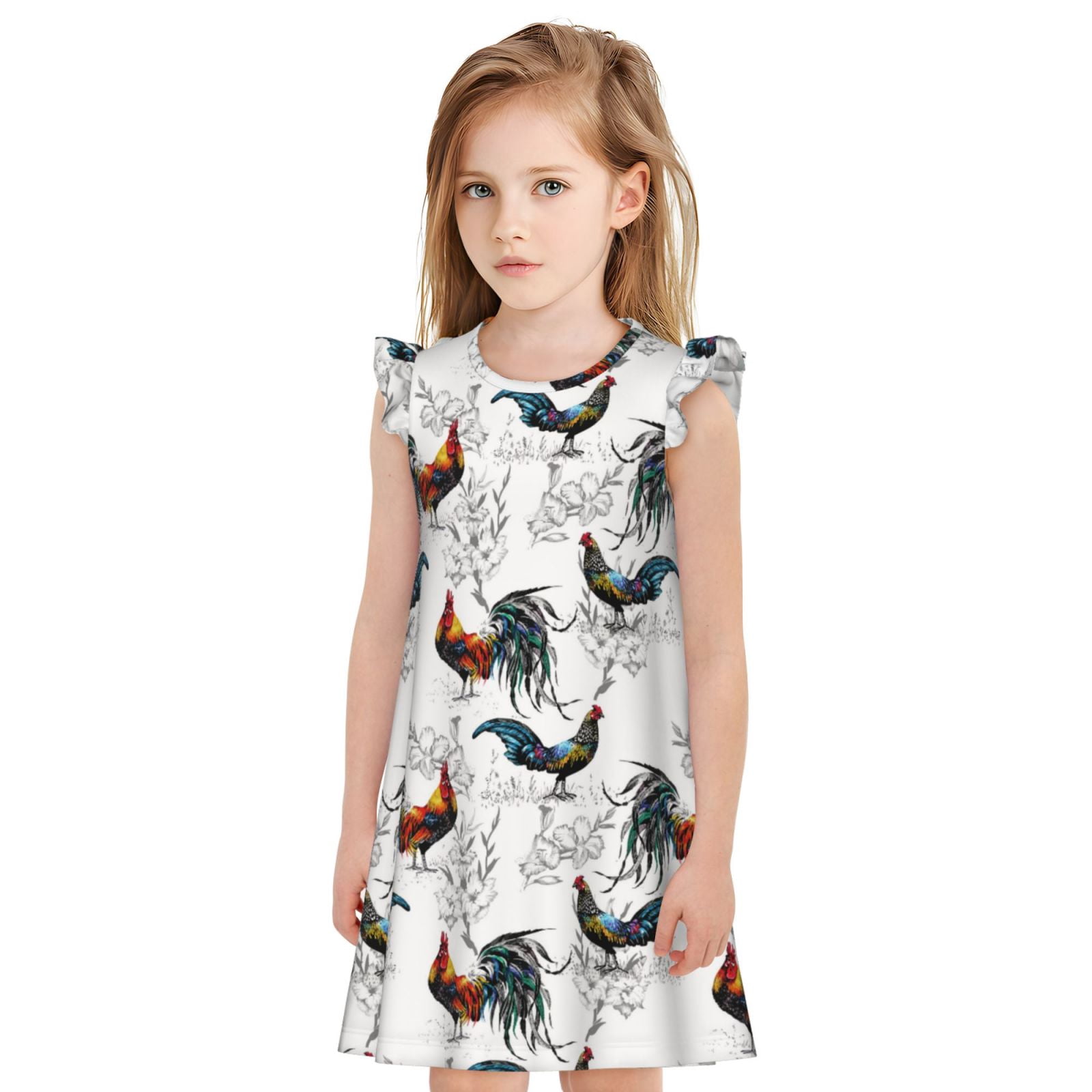 Yiaed Cool Chicken Print Girls Nightgowns, Princess Pajama Dresses for ...