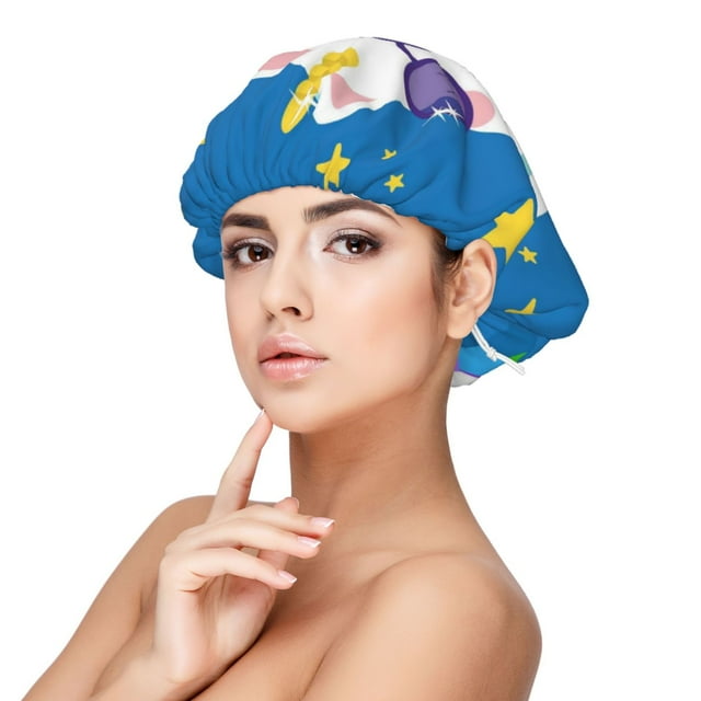 Yiaed Cool Unicorn Star Golden Print Satin Bonnet Silk Bonnet Hair ...