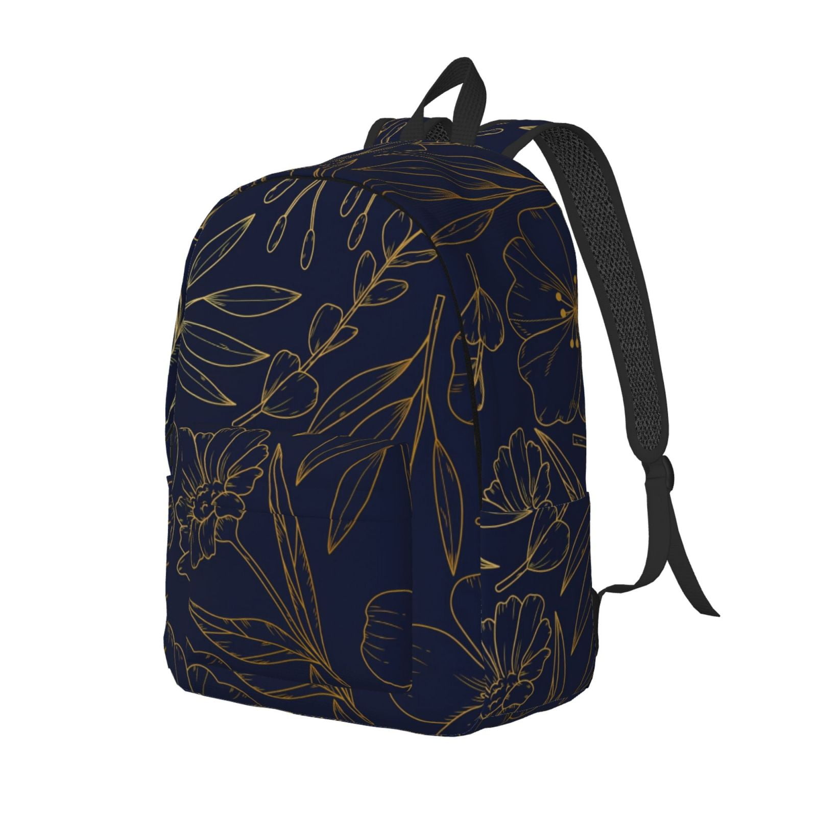 Yiaed Copper-Gold Gloss Outline Flower Print Laptop Backpack Travel ...