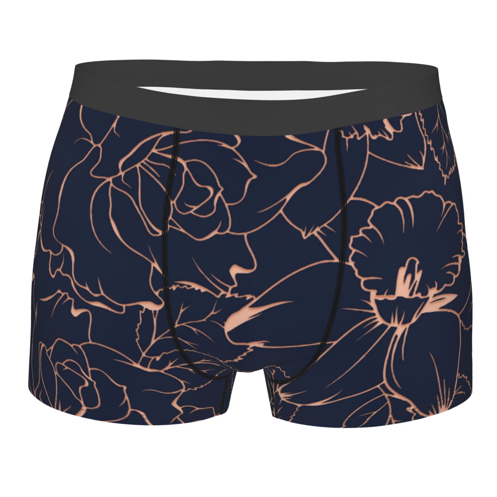 Yiaed Copper-Gold Gloss Outline Flower Print Men's Soft Cotton Boxer ...