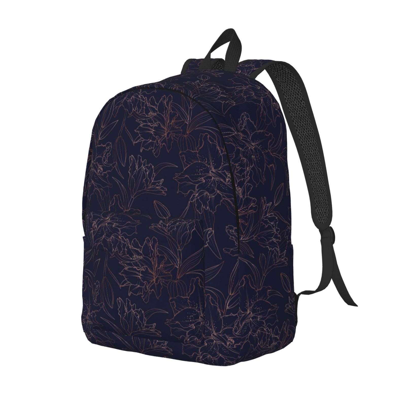 Yiaed Copper-Gold Gloss Outline Flower1 Print Print Laptop Backpack ...
