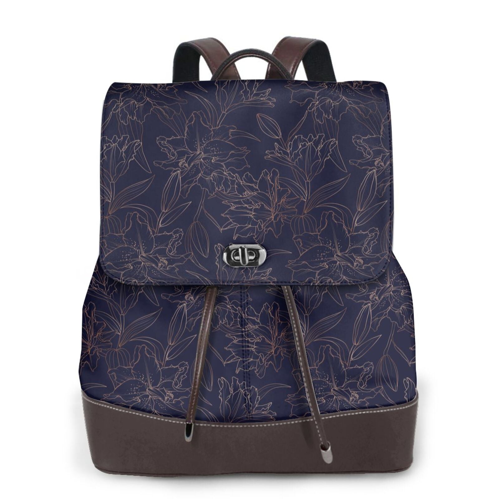 Yiaed Copper-Gold Gloss Outline Flower1 Print Laptop Backpack for Women ...