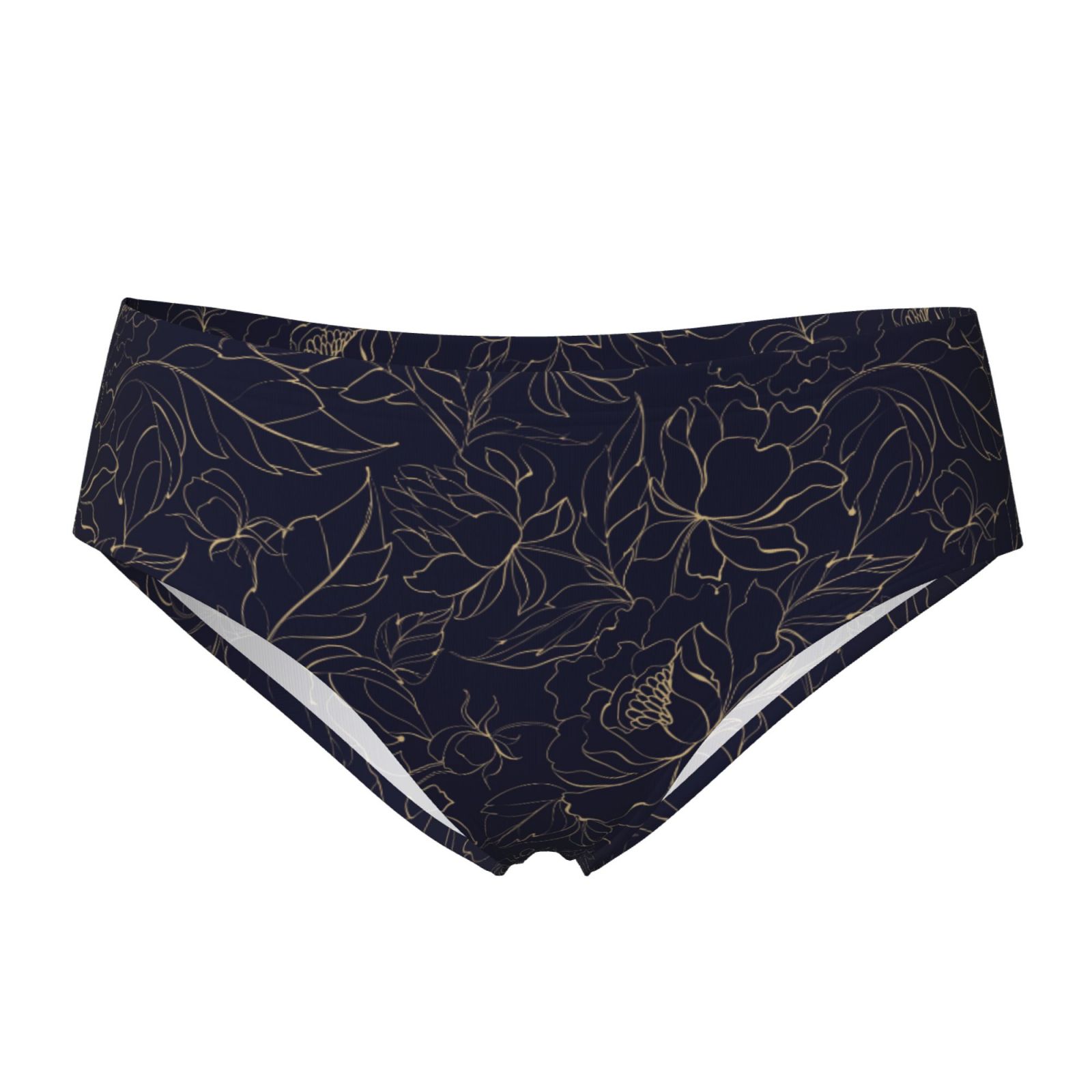 Yiaed Copper-Gold Gloss Outline Peony Pattern Underwear for Women Low ...