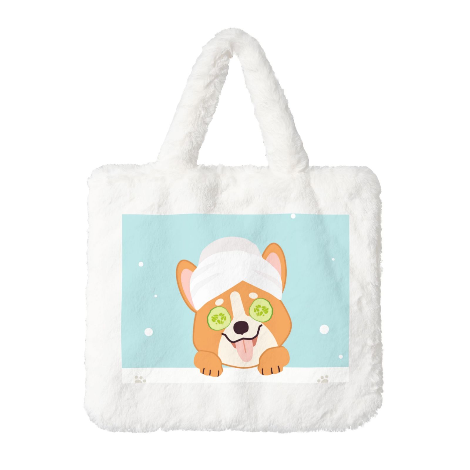 Yiaed Corgi With Towel Ans Slice Cucumber Print Fluffy Shoulder Bag ...