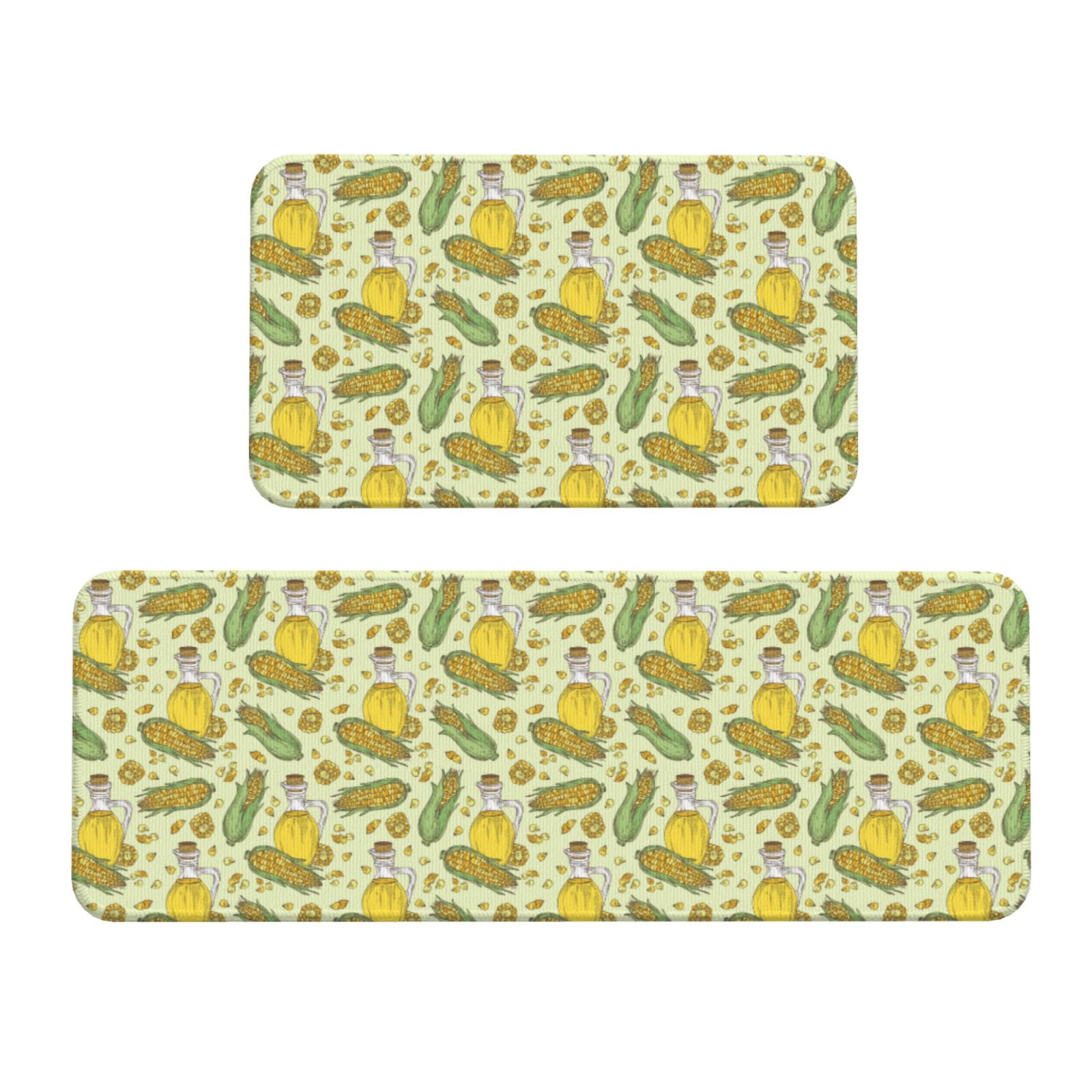 Yiaed Corn And Corn Oil Kitchen Rugs Sets of 2 Kitchen Mats Cushioned ...