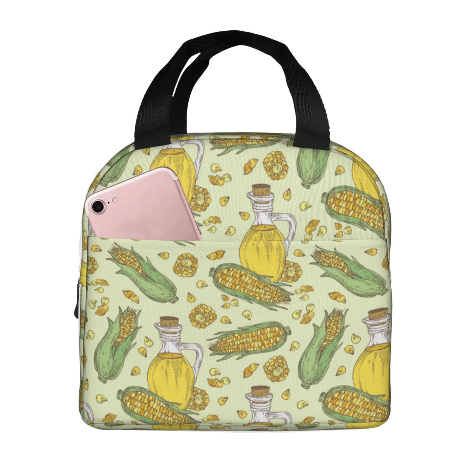 Yiaed Corn And Corn Oil Print Insulated Lunch Bag Reusable Cute Tote ...