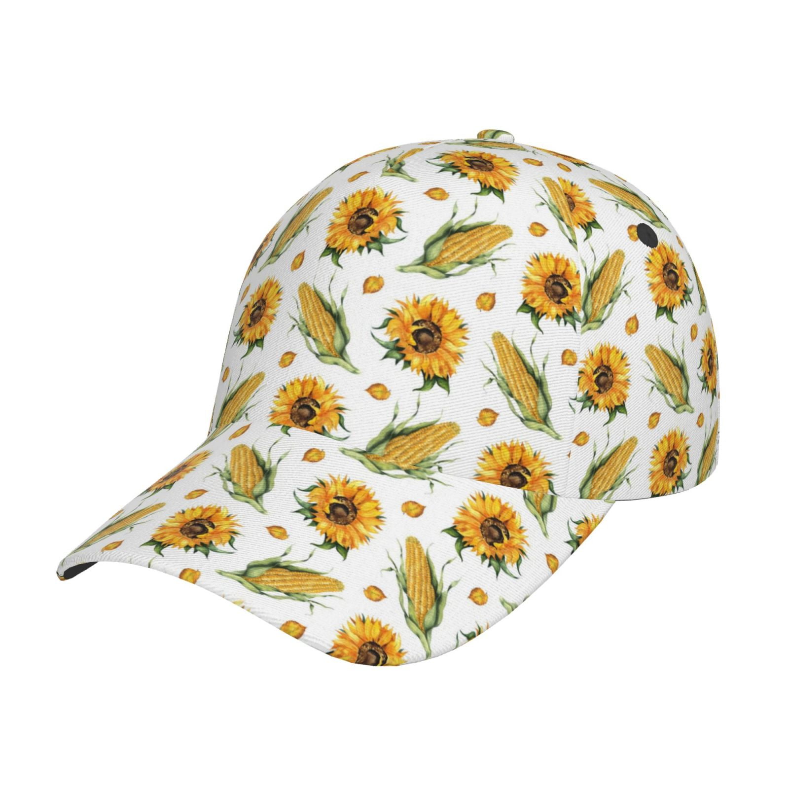 Yiaed Corn Sunflowers Print Cap Adjustable Size for Running Workouts ...