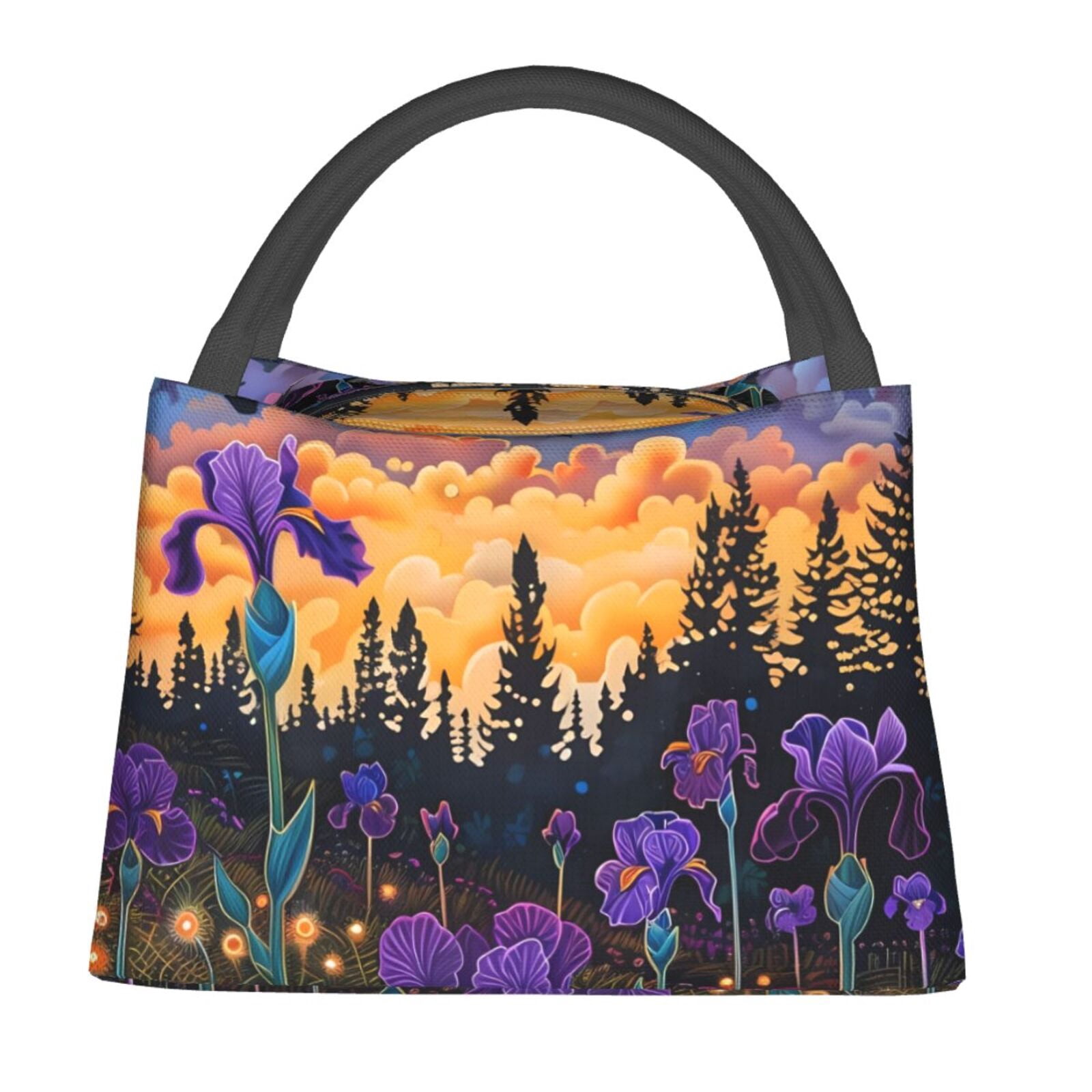 Yiaed Cosmic Irises At Twilight Print Lunch box lunch bag Portable ...