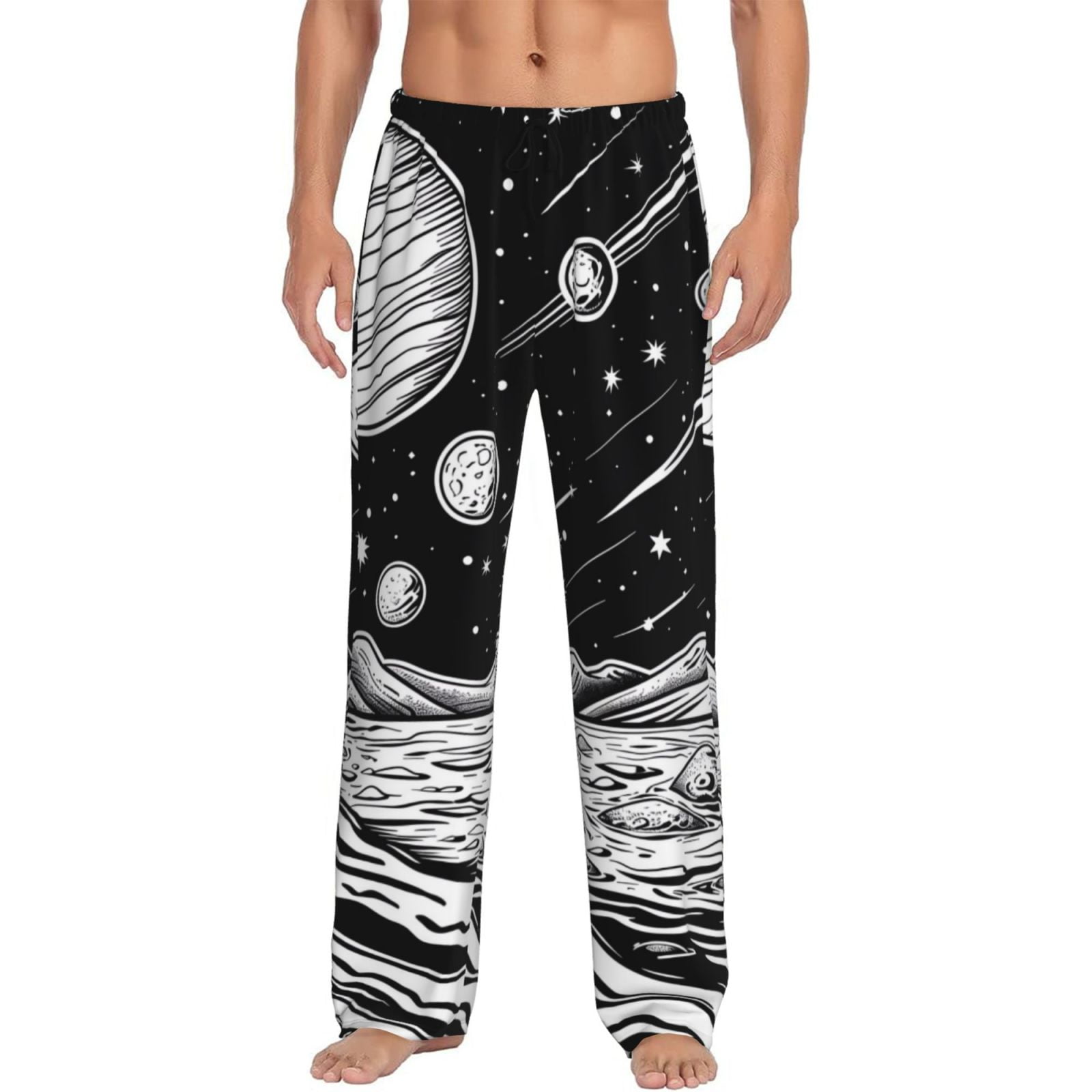 Yiaed Cosmic Landscape Celestial Art Print Men's Lounge Pants, Loose PJ ...