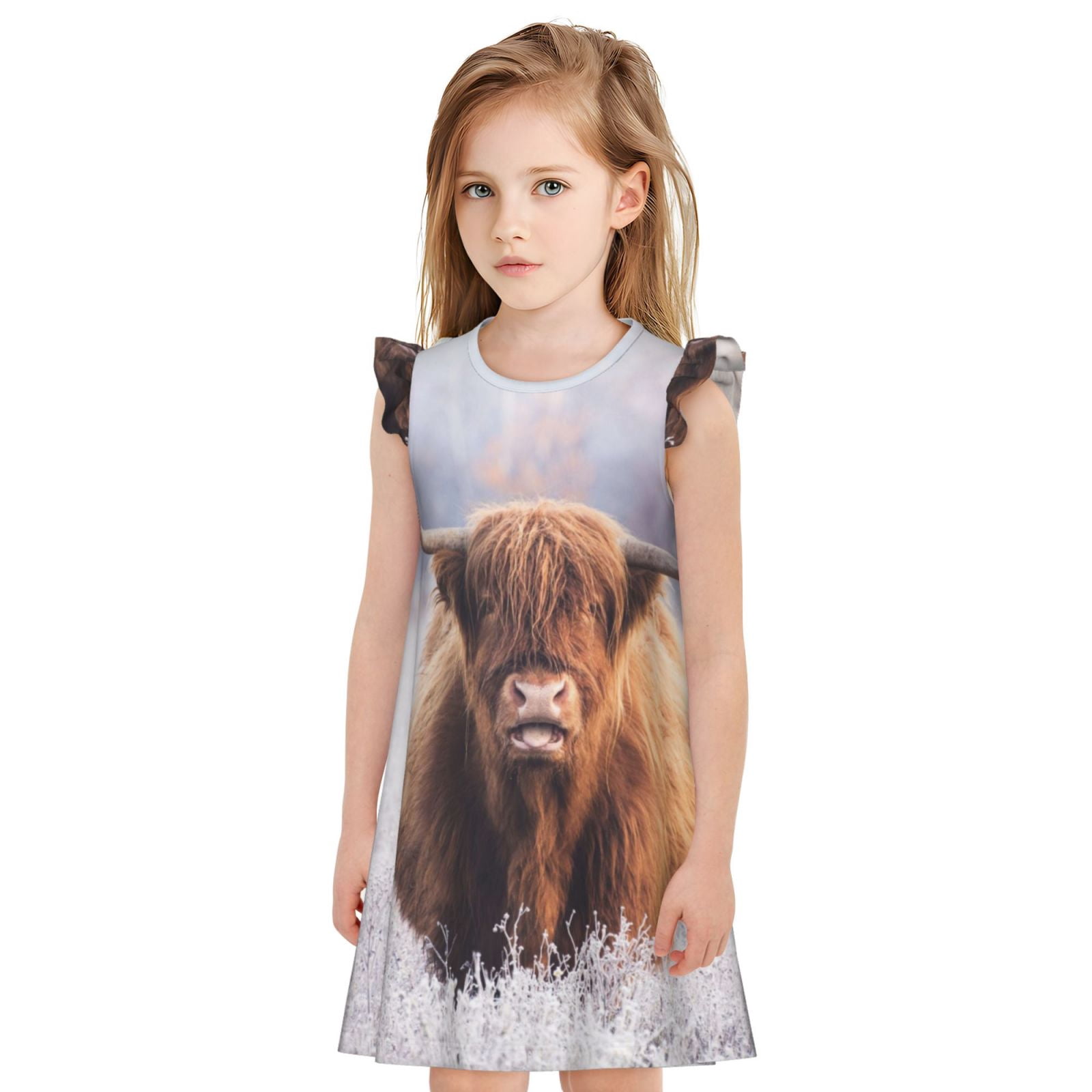 Yiaed Cow Print Girls Nightgowns, Princess Pajama Dresses for Girls ...
