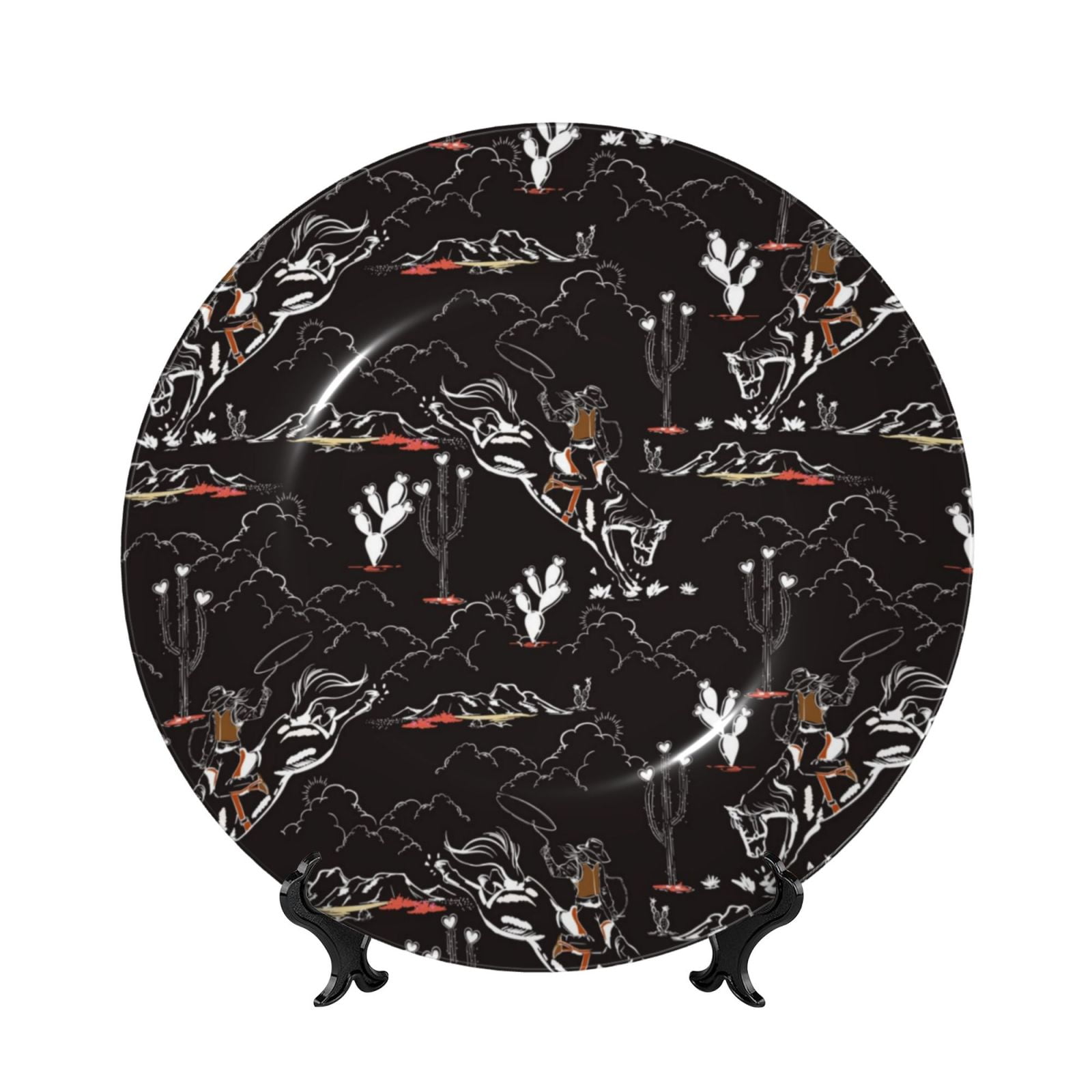 Yiaed Cowgirl In Desert Print Bone China Decorative Plate Ceramic ...