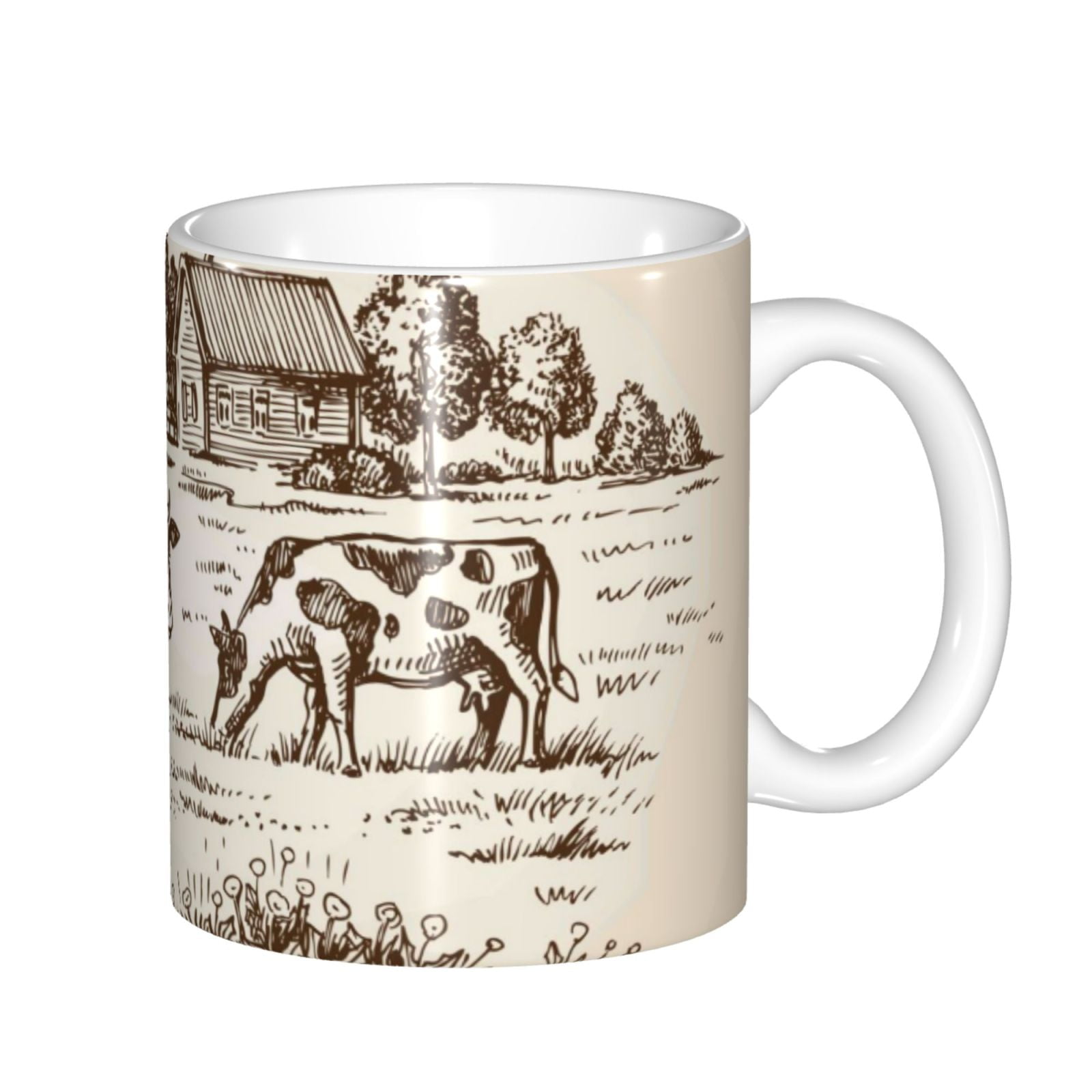 Yiaed Cows On The Farm Print Ceramics Coffee,Large Handle Design,Extra ...