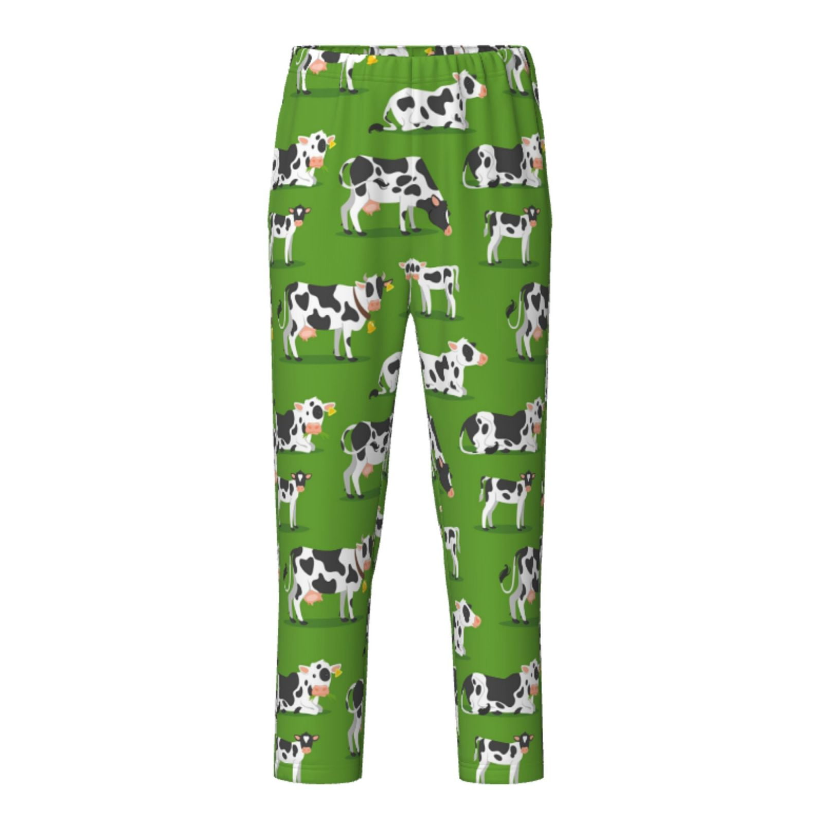 Yiaed Cows With Calfs Green Print Teenagers' Lounge Pants, Loose PJ ...