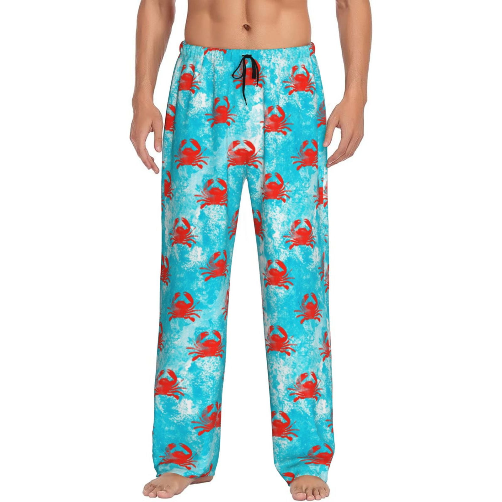 Yiaed Crab Swims In The Ocean Print Men's Lounge Pants, Loose PJ ...