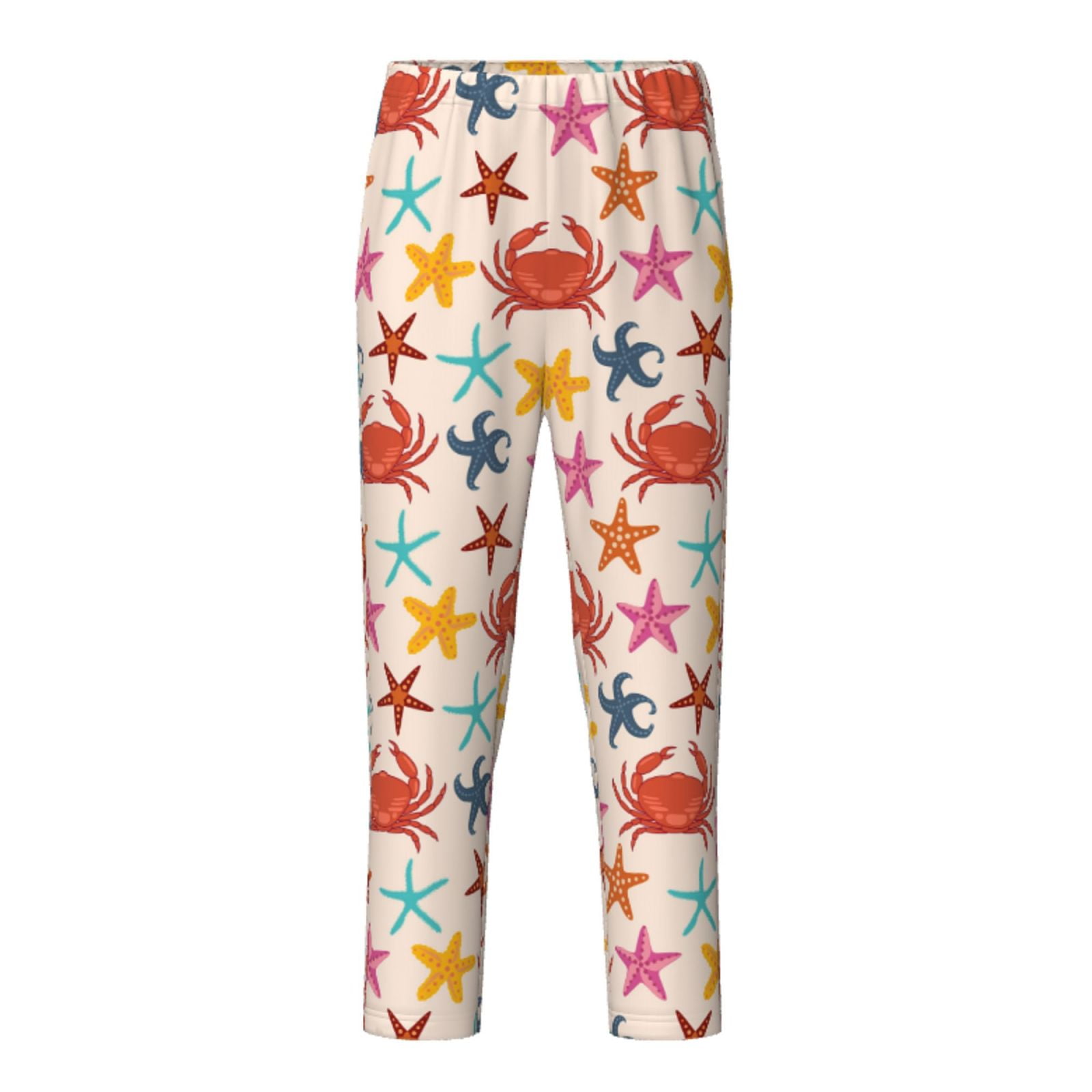 Yiaed Crabs And Seastars Print Teenagers' Lounge Pants, Loose PJ ...