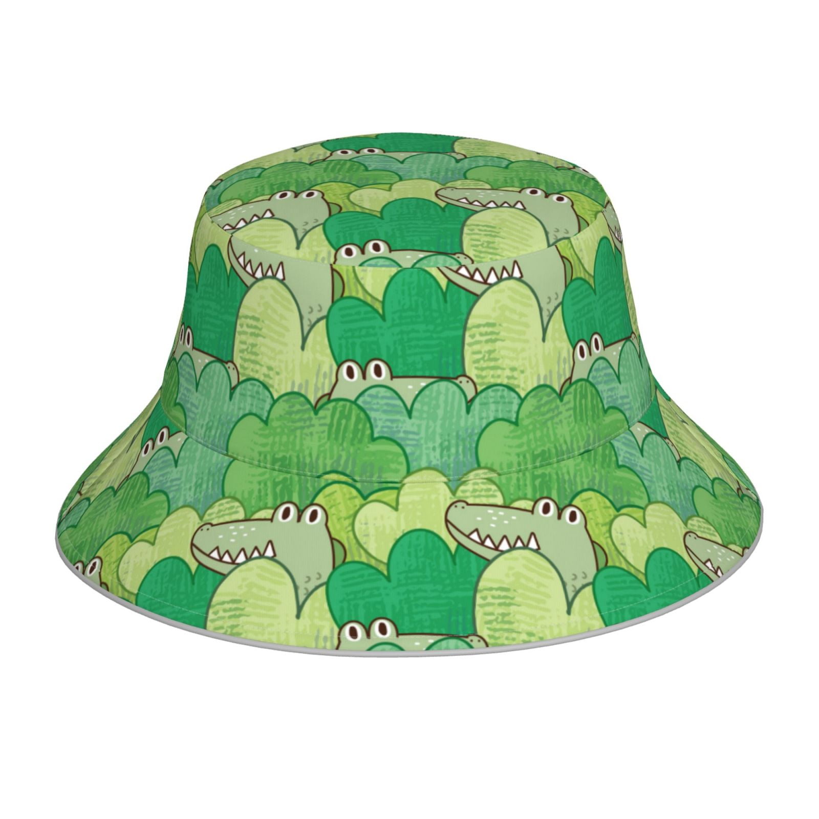 Yiaed Crocodile And Bush Print Reflective Stripe Bucket Hat Unisex ...