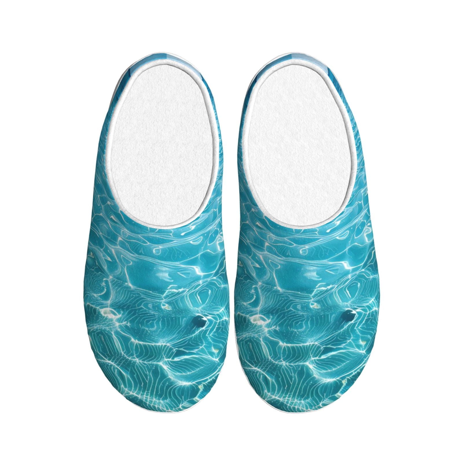 Yiaed Crystal Clear Ocean Waves Print Slippers Fuzzy Warm Cozy Slippers ...