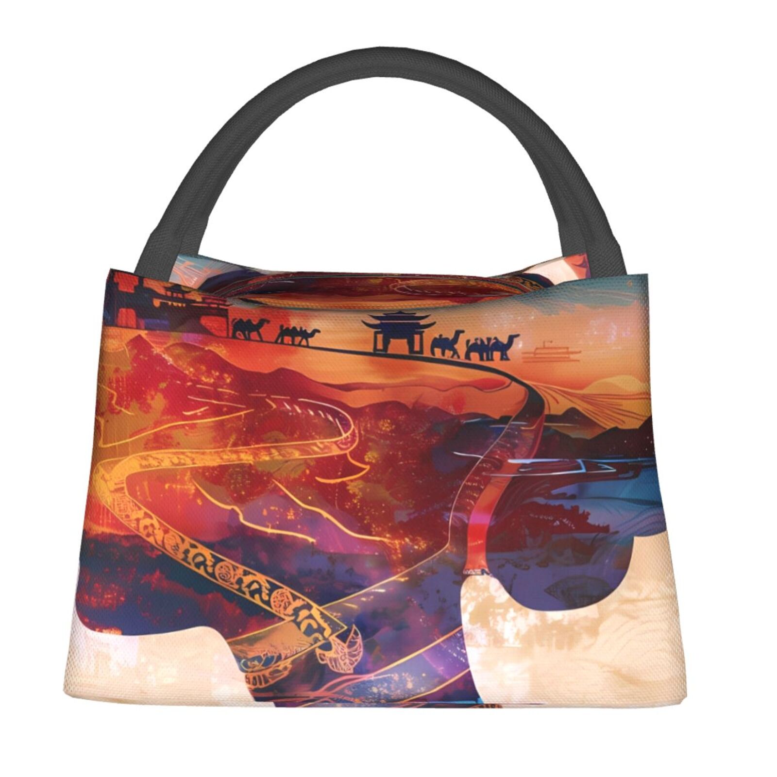 Yiaed Cultural Silhouette Journey Print Lunch box lunch bag Portable ...