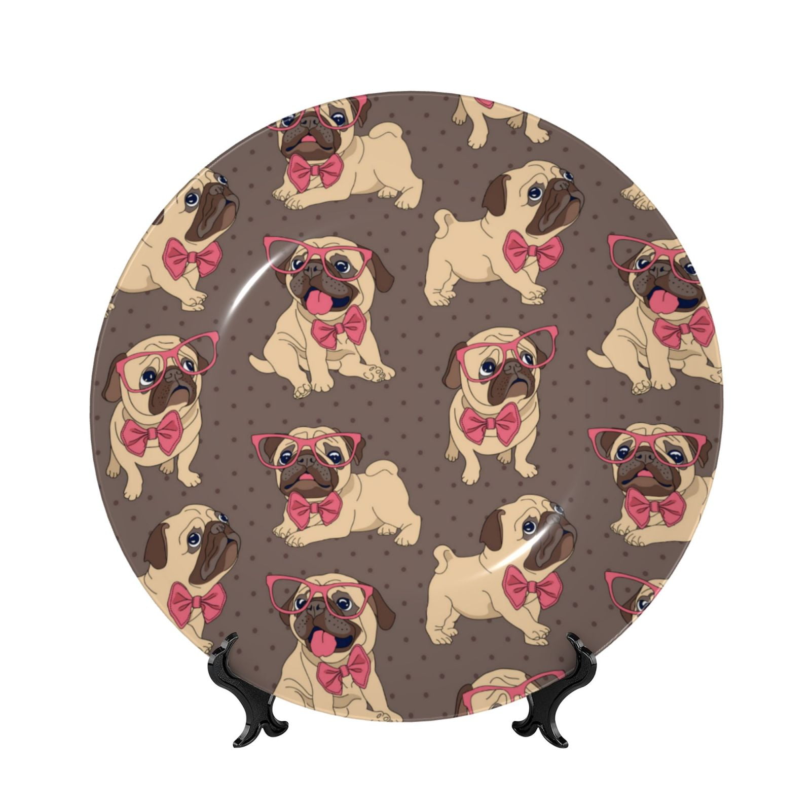 Yiaed Cut Pug Print Bone China Decorative Plate Ceramic Dinner Plates ...