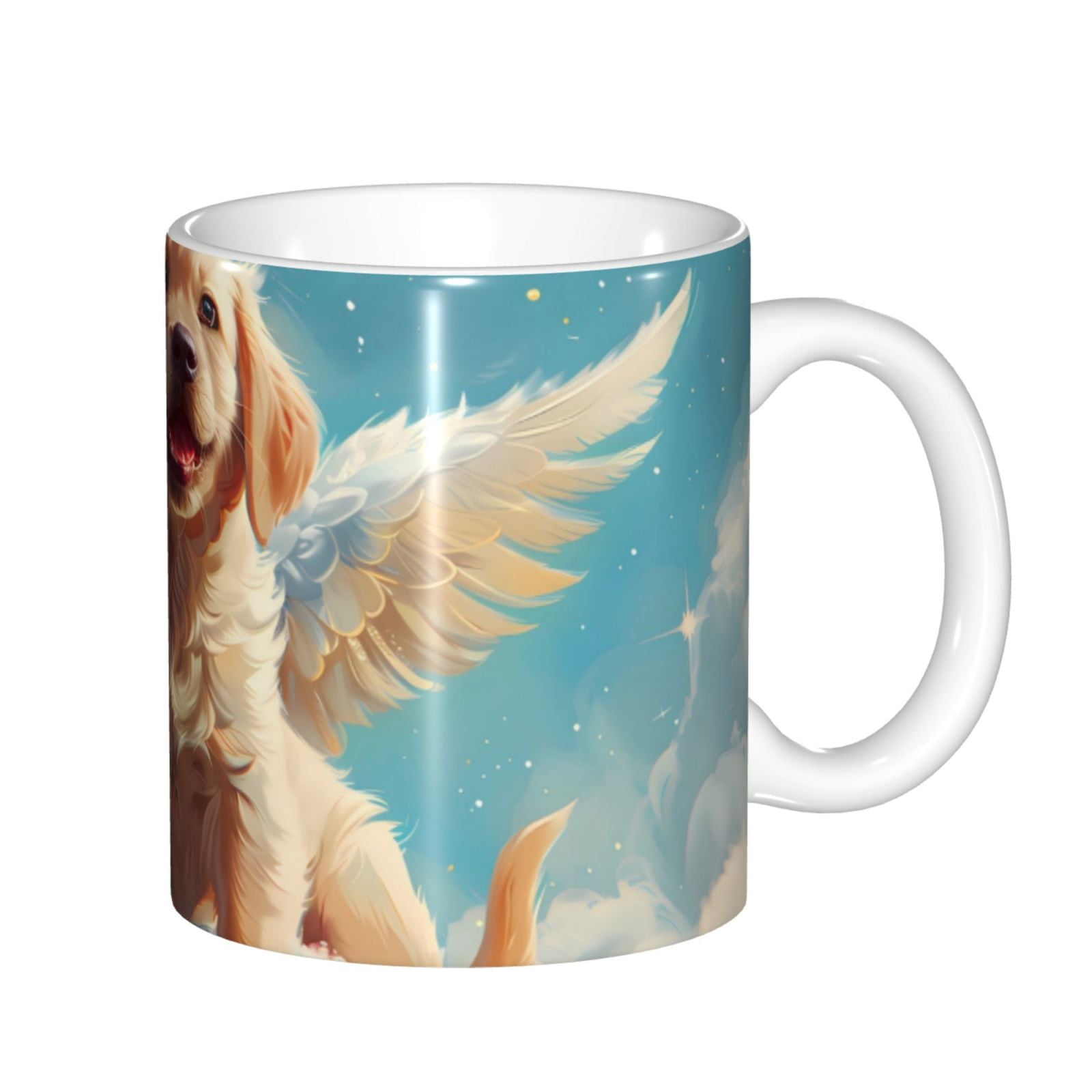 Yiaed Cute Angel Winged Dog Print Ceramics Coffee,Large Handle Design ...