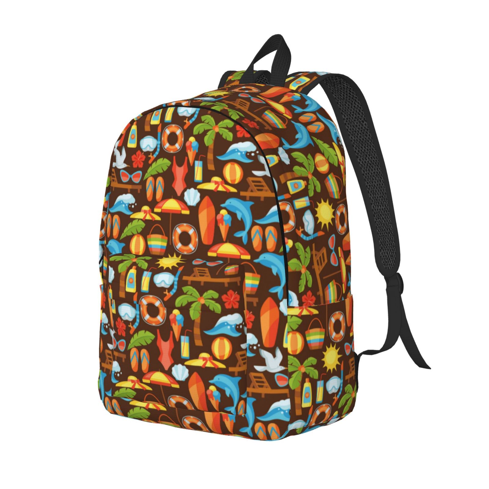 Yiaed Cute Beach Dolphin Print Print Laptop Backpack Travel Canvas ...