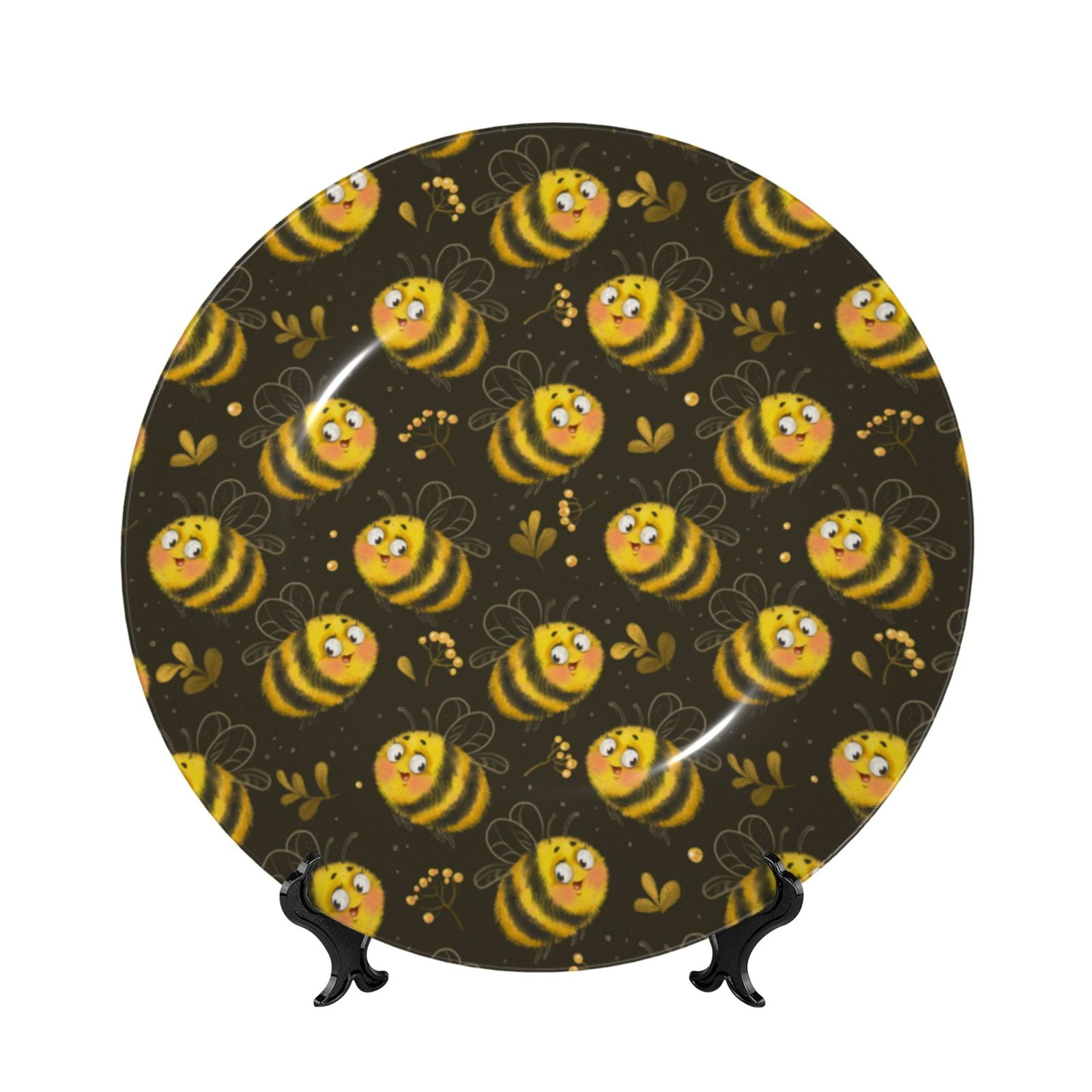 Yiaed Cute Cartoon Bees Print Bone China Decorative Plate Ceramic ...
