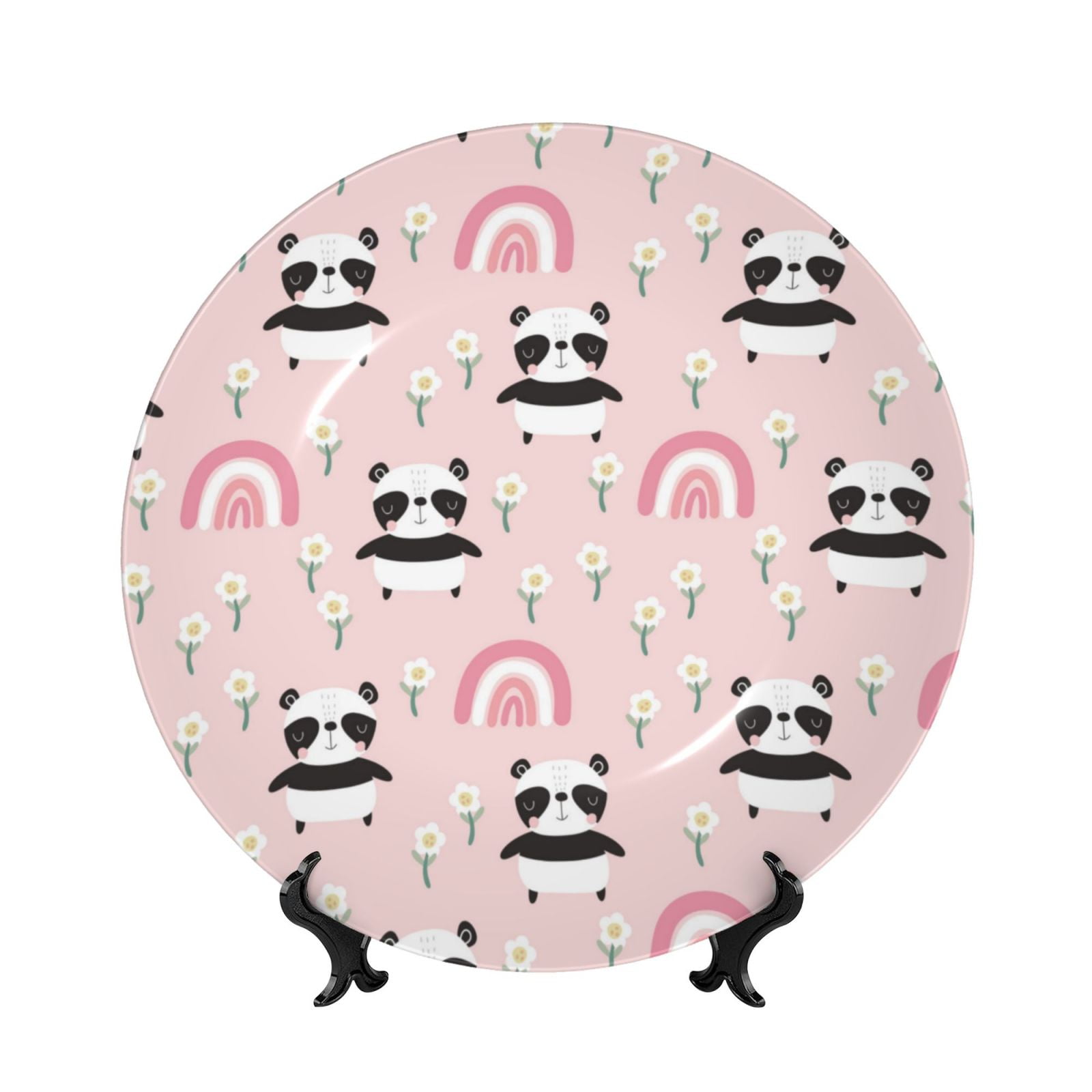 Yiaed Cute Cartoon Panda Print Bone China Decorative Plate Ceramic ...