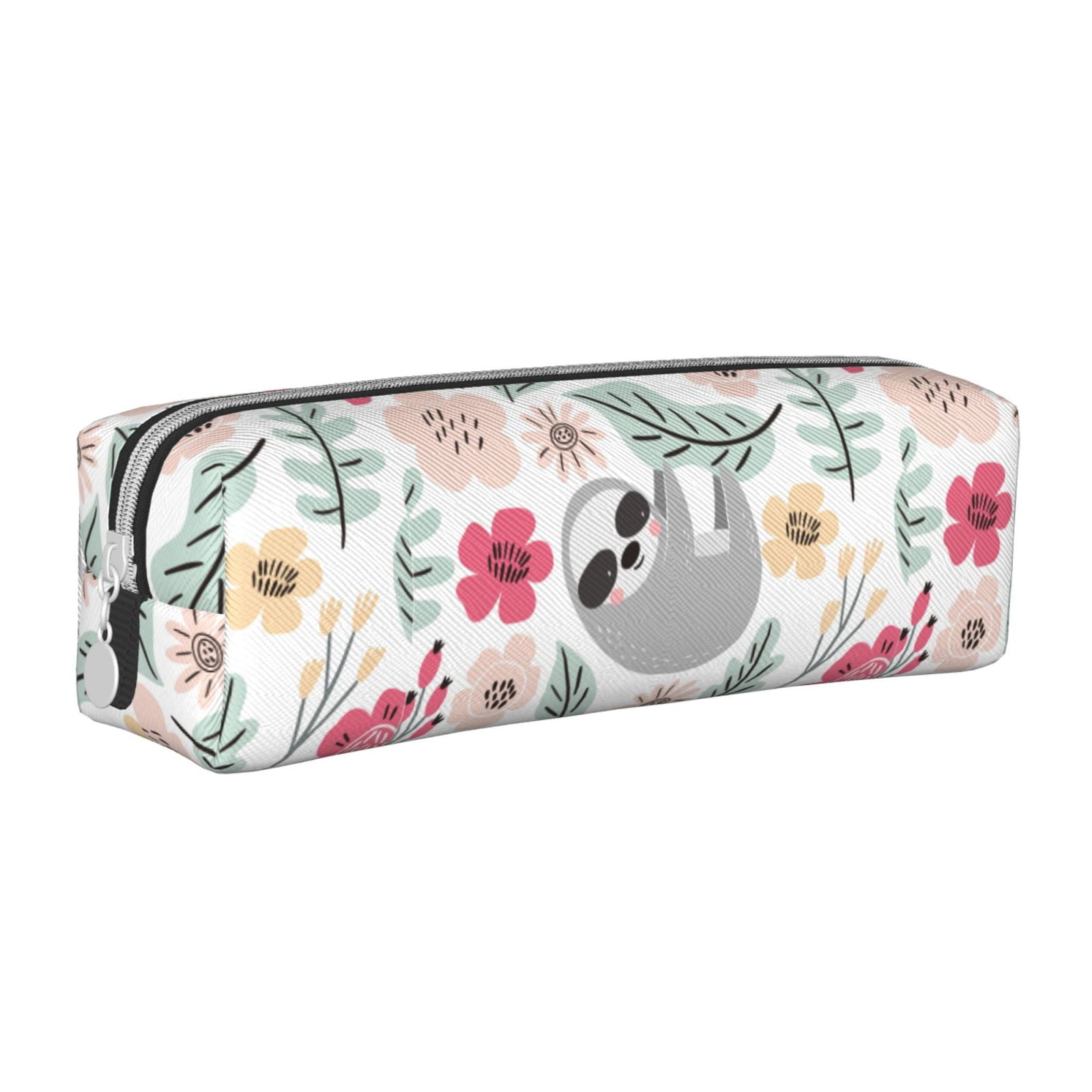 Yiaed Cute Cartoon Sloth Print Leather Pencil Case - Leather Pen Pencil ...