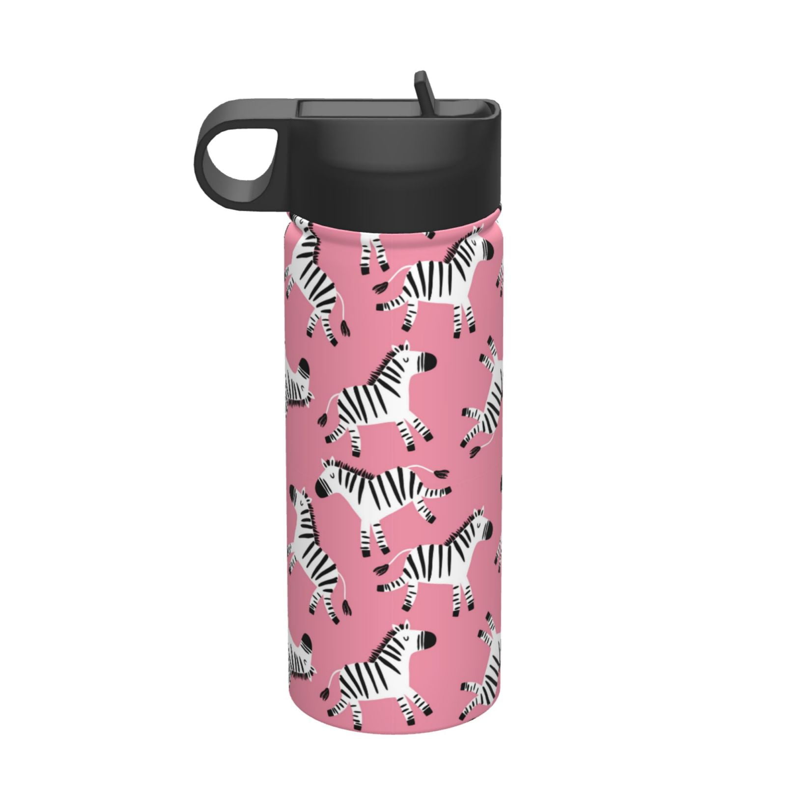 Yiaed Cute Cartoon Zebra Print Water Bottle with Straw Lid, Stainless ...