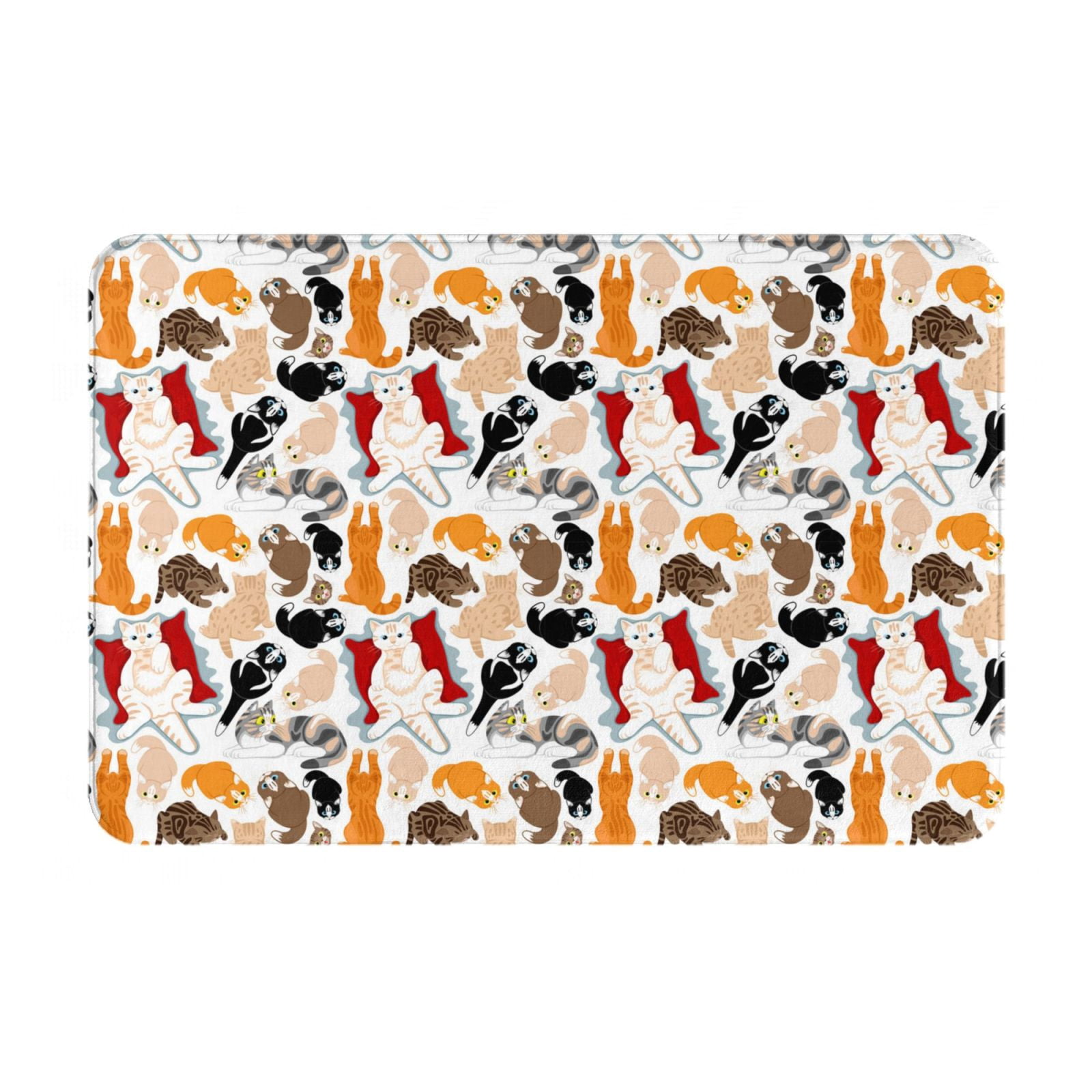Yiaed Cute Cats Print Flannel Doormat Mat Outdoor Indoor Door Mats ...
