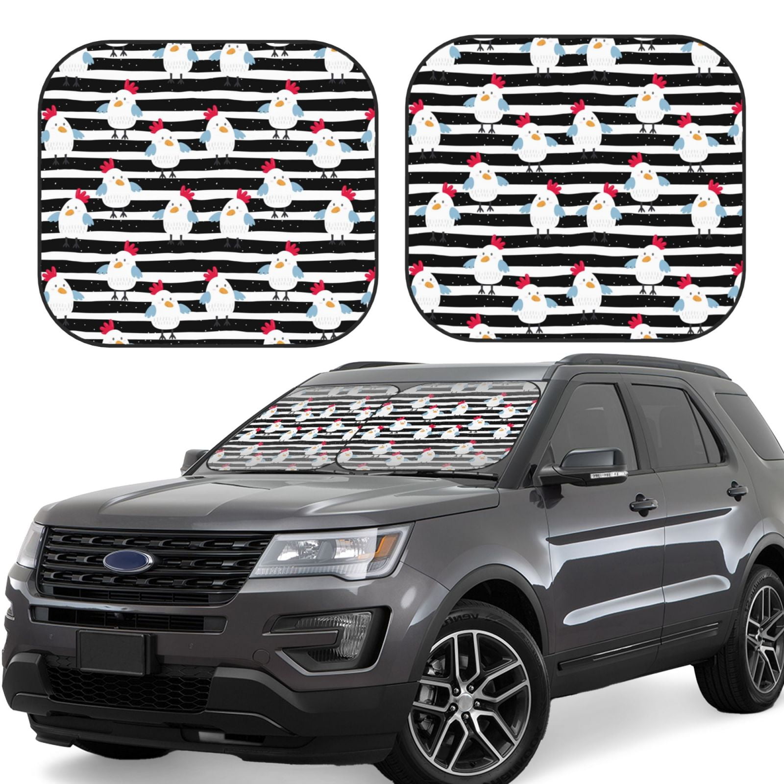 Yiaed Cute Chicken Print Car Front Windshield Sun Shade,Foldable Anti ...