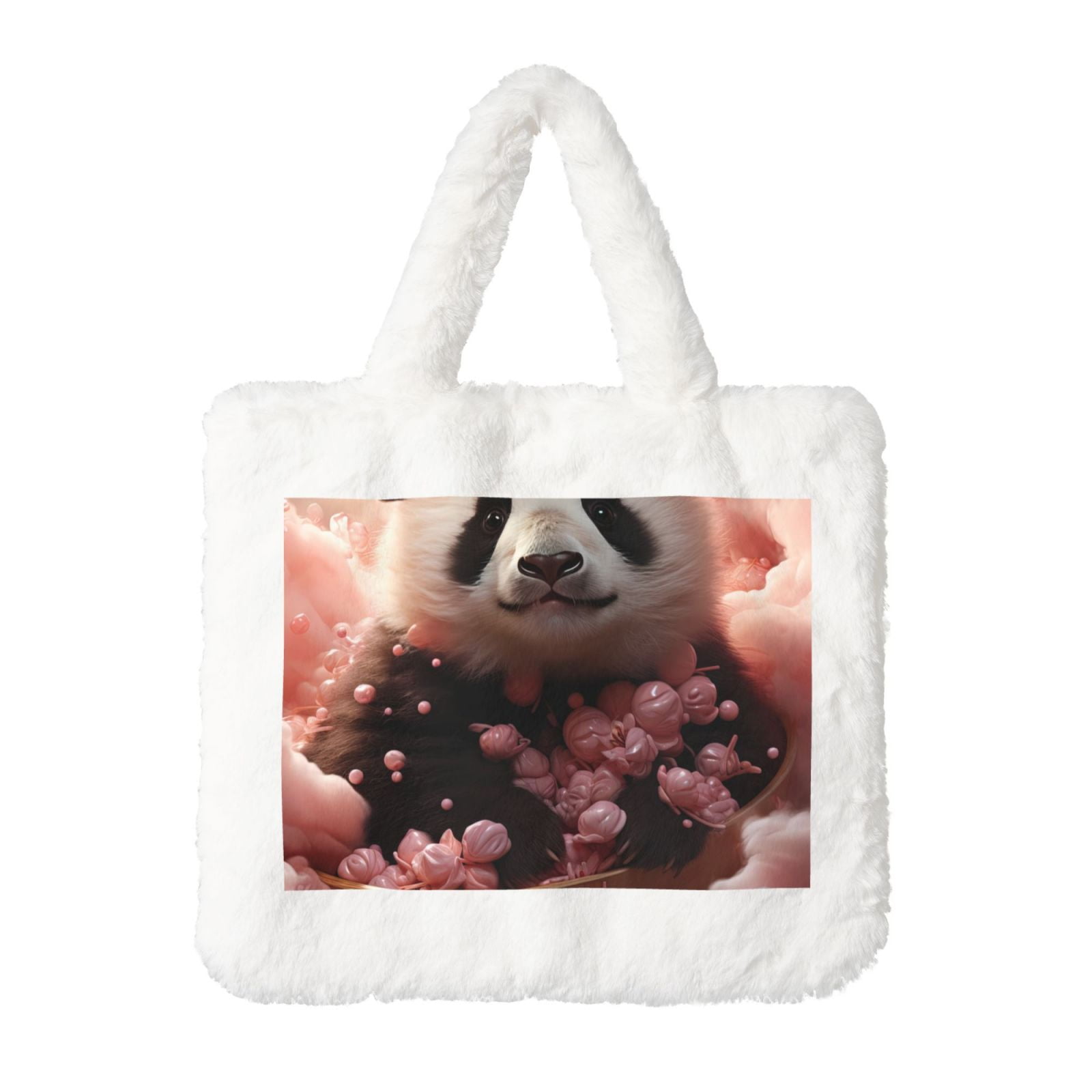 Yiaed Cute Cloud Panda Print Fluffy Shoulder Bag Plush Bags Women ...