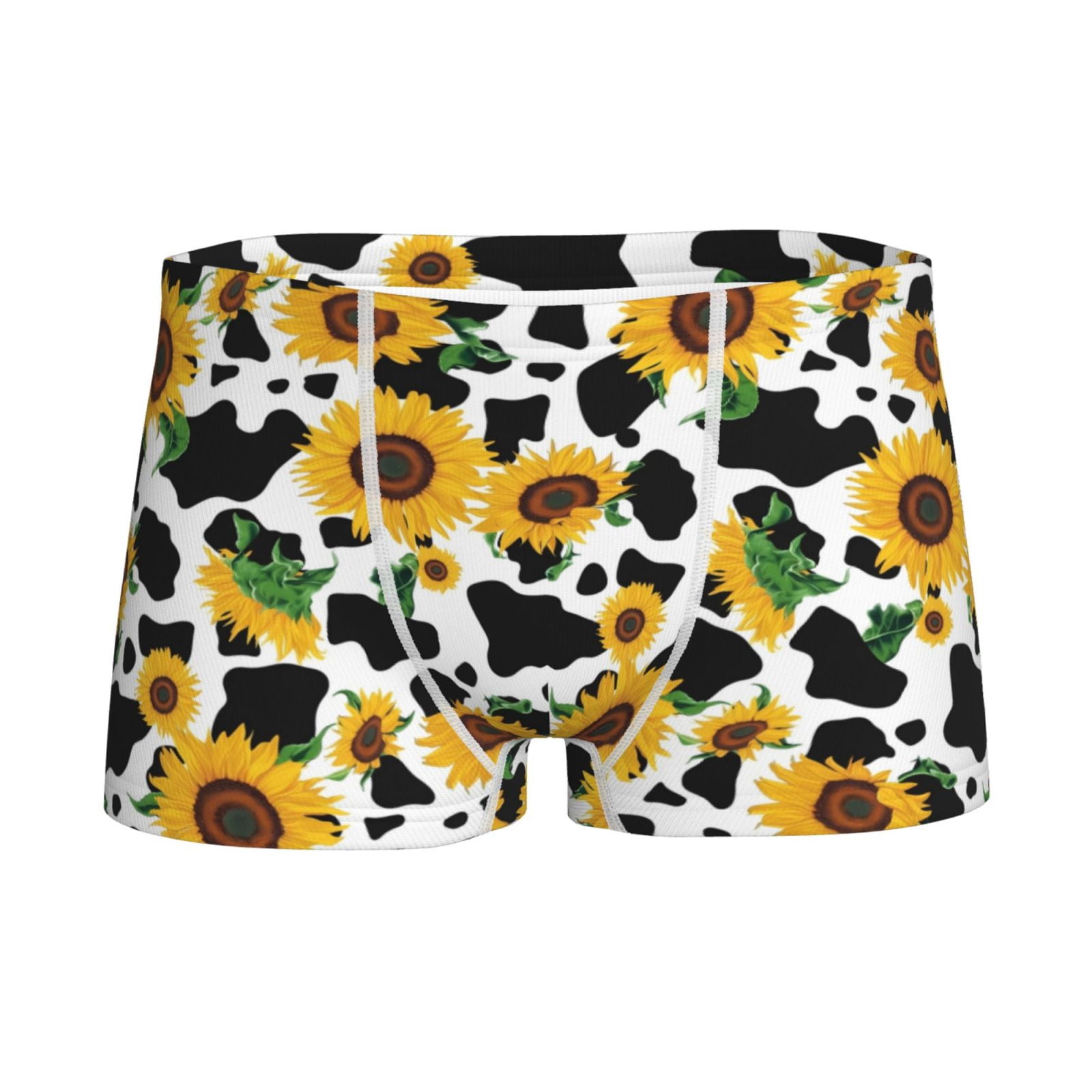 Yiaed Cute Cow Print Sunflower D Print Boys' Boxer Briefs Cotton Casual ...