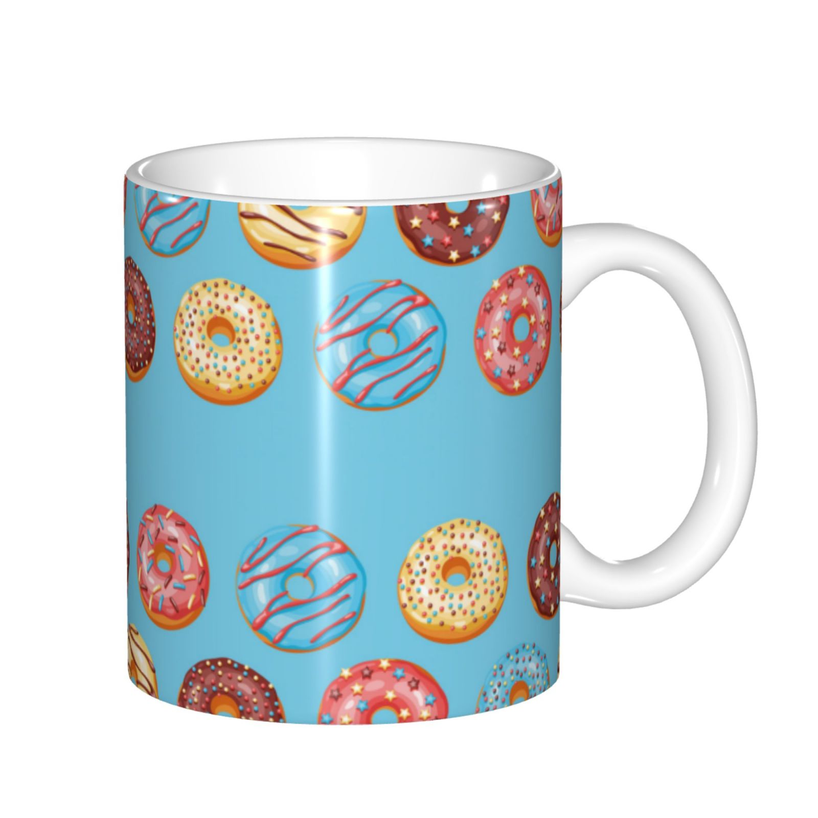 Yiaed Cute Donut Print Ceramics Coffee,Large Handle Design,Extra Large ...
