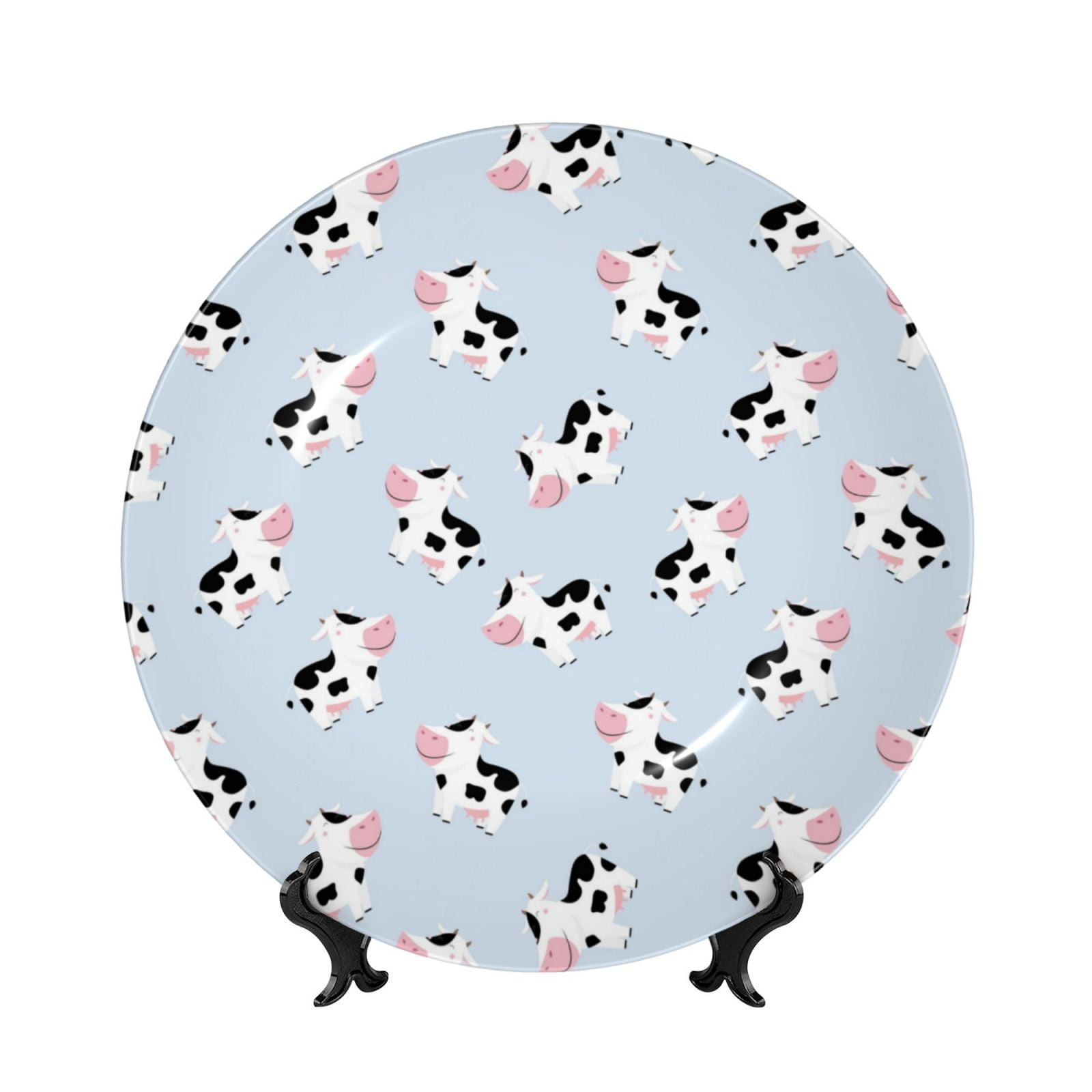 Yiaed Cute Farm Cow Print Bone China Decorative Plate Ceramic Dinner ...