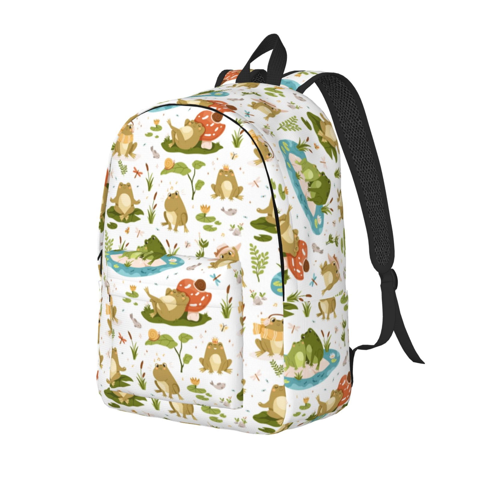 Yiaed Cute Frog Print Laptop Backpack Travel Canvas Backpack Vintage ...