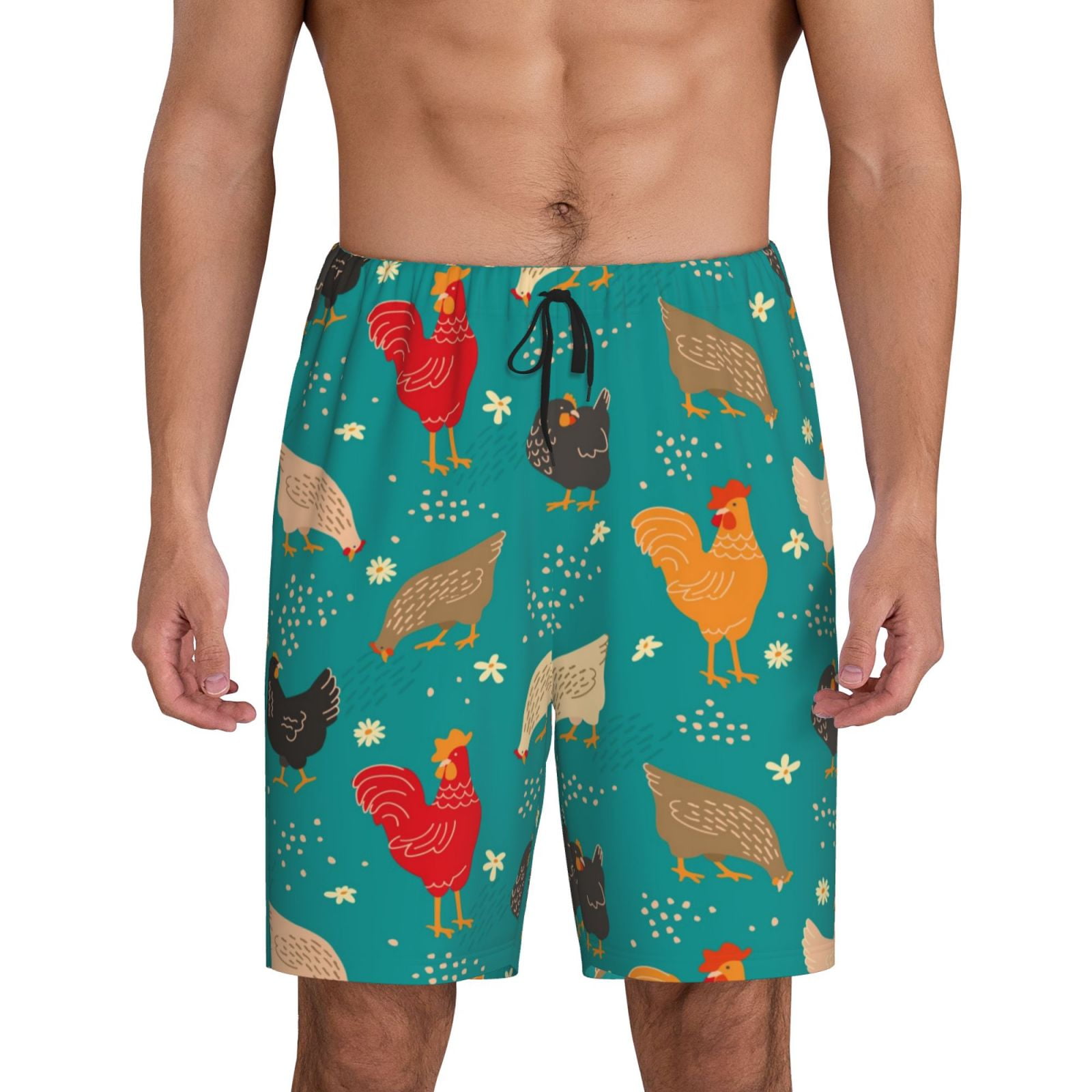 Yiaed Cute Hens And Rooster for Men's Soft Sleep Pajama Short Lounging ...