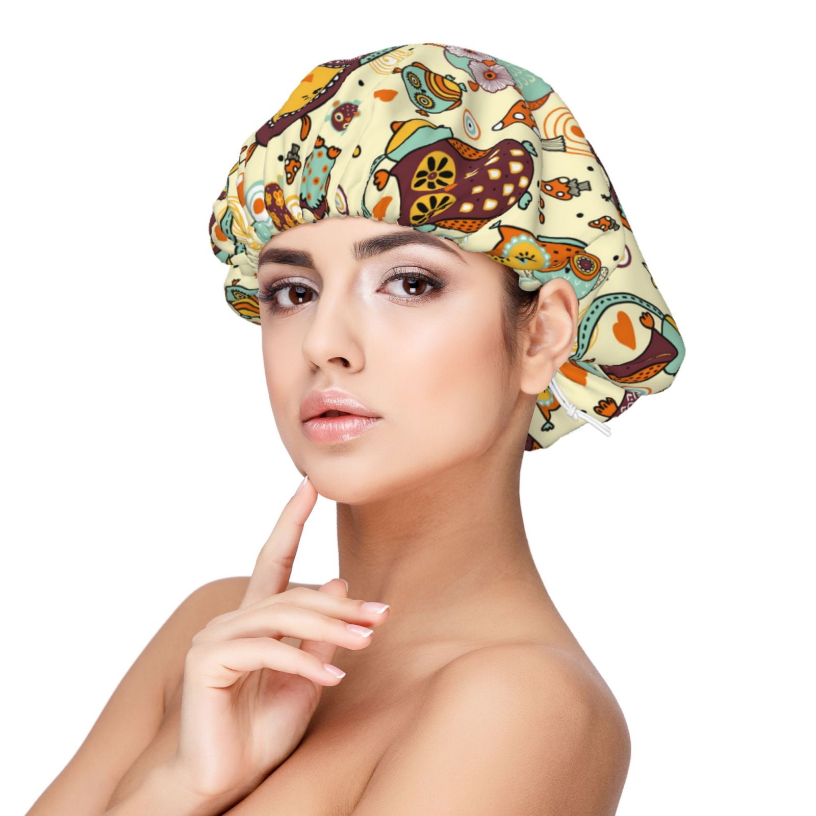 Yiaed Cute Owls Print Satin Bonnet Silk Bonnet Hair Bonnet for Sleeping ...