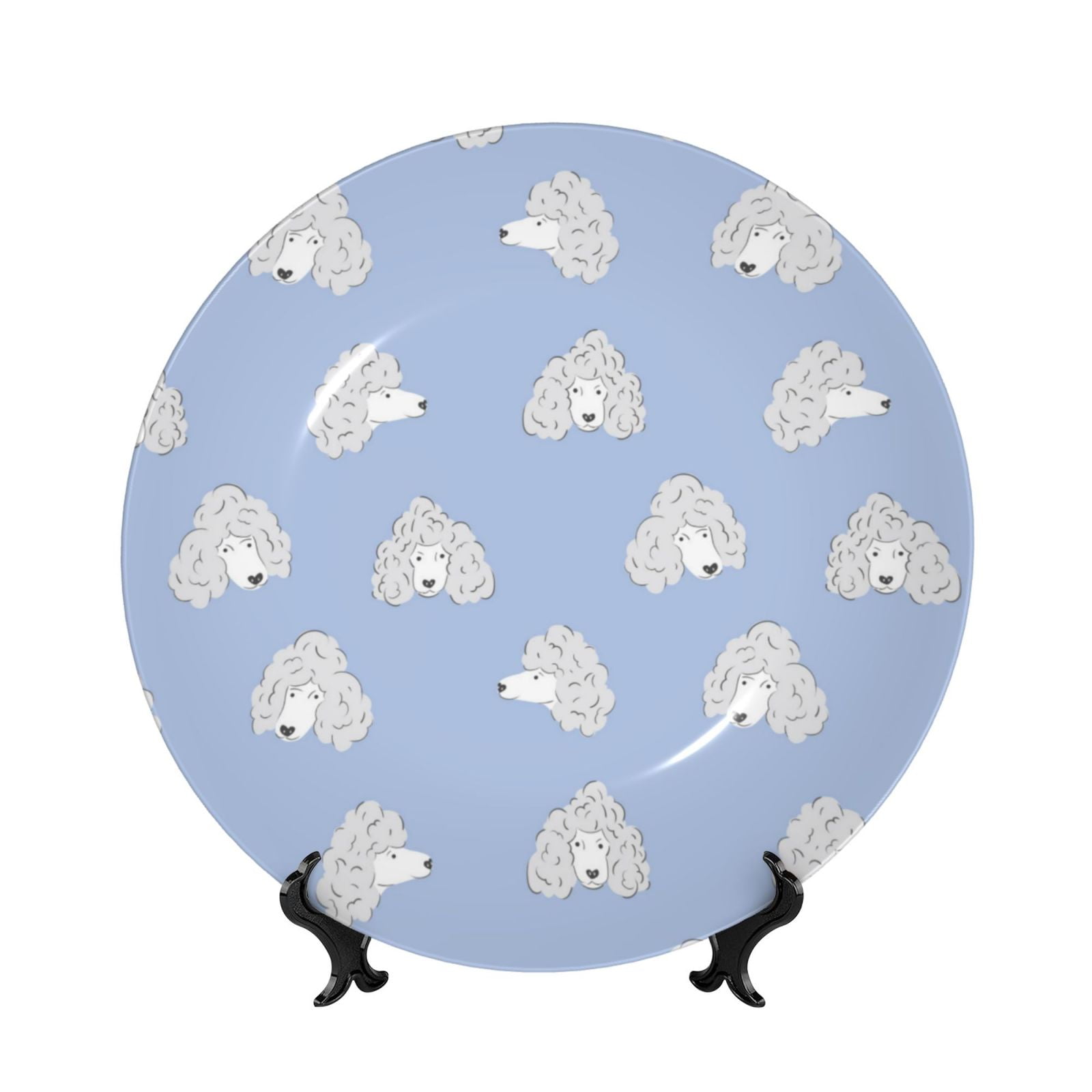 Yiaed Cute Poodle Dog Print Bone China Decorative Plate Ceramic Dinner ...