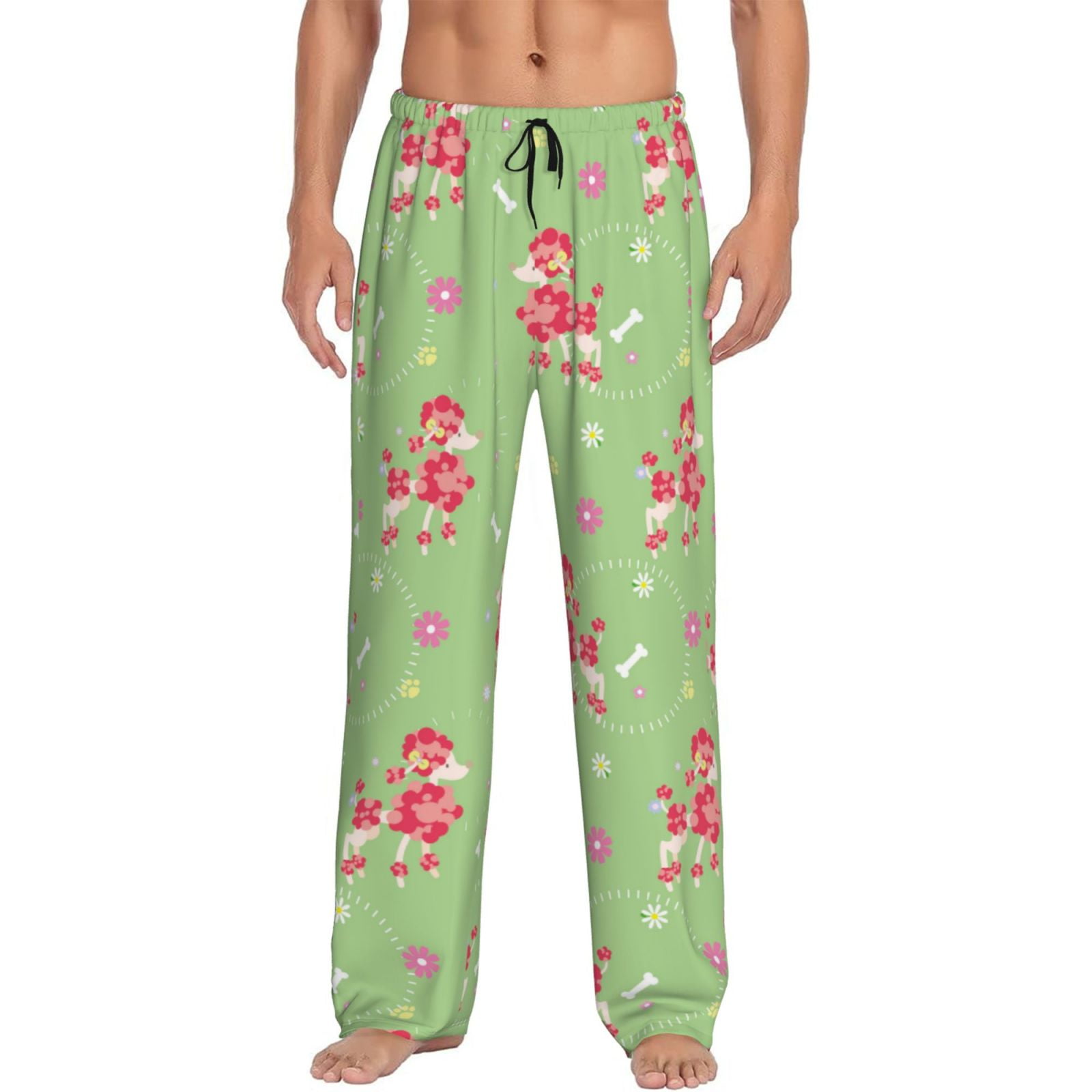 Yiaed Cute Poodle Dog Print Men's Lounge Pants, Loose PJ Bottoms, Long ...