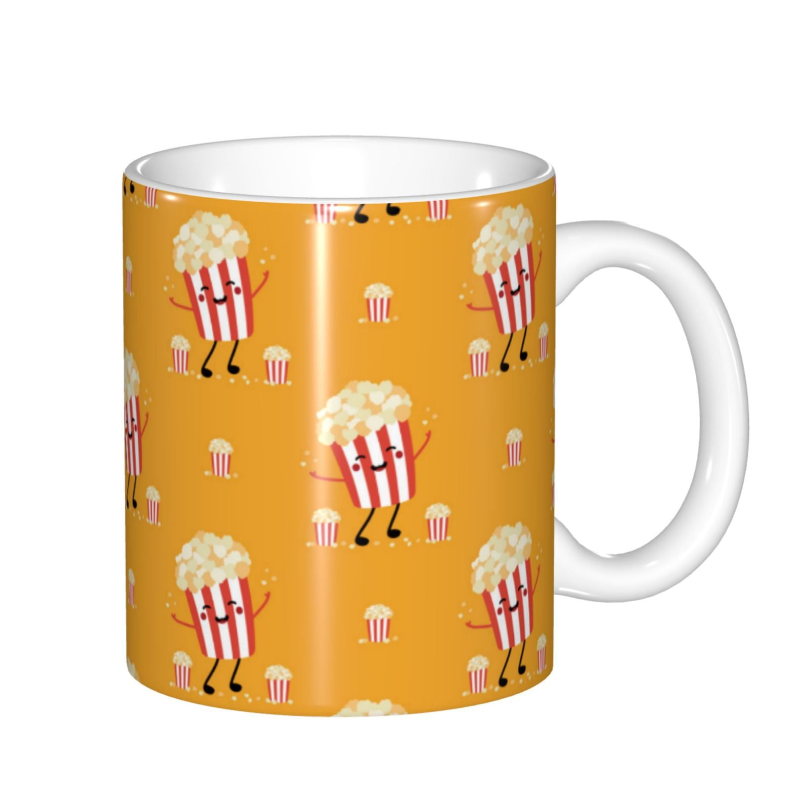 Yiaed Cute Popcorn Print Ceramics Coffee,Large Handle Design,Extra ...