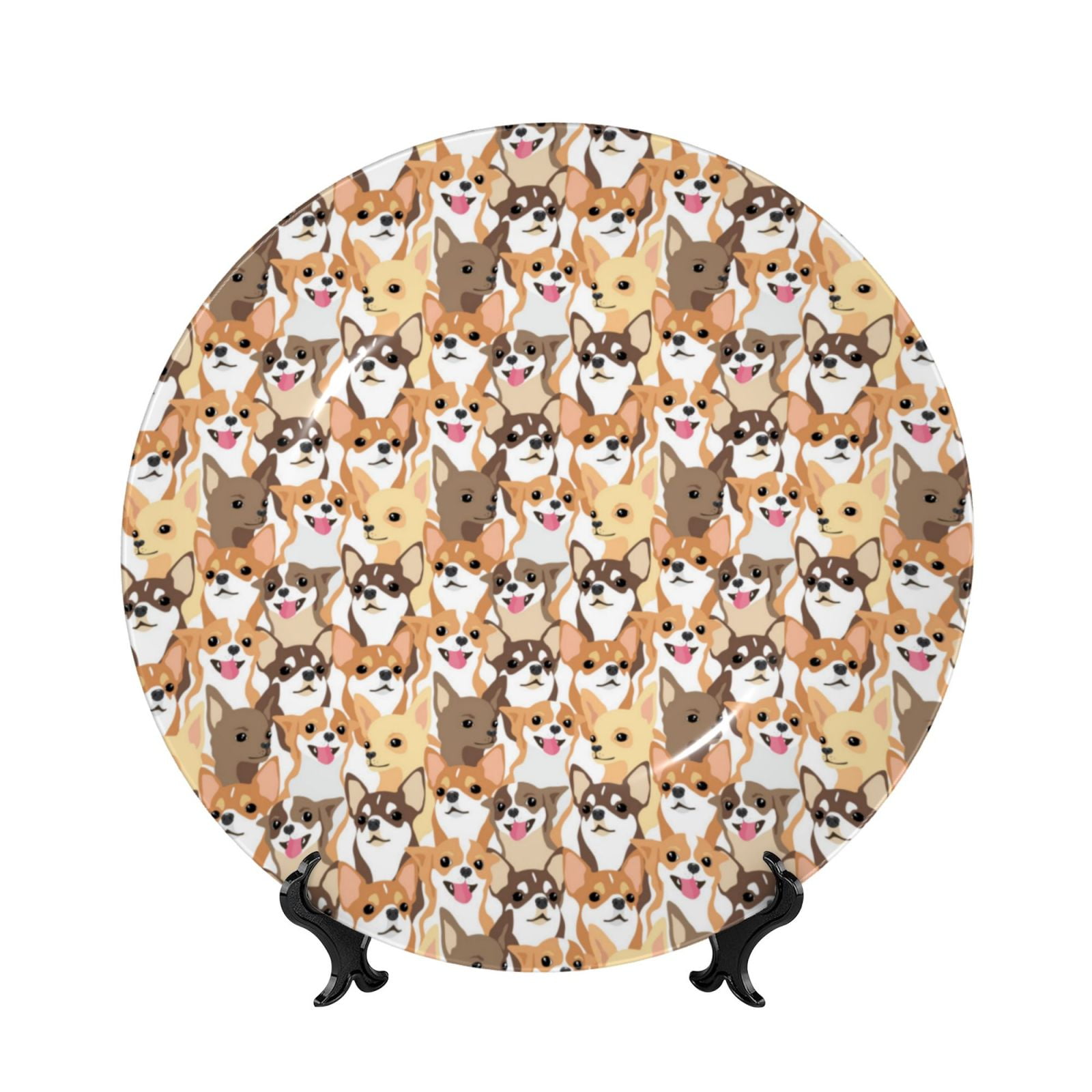 Yiaed Cute Puppy Print Bone China Decorative Plate Ceramic Dinner ...