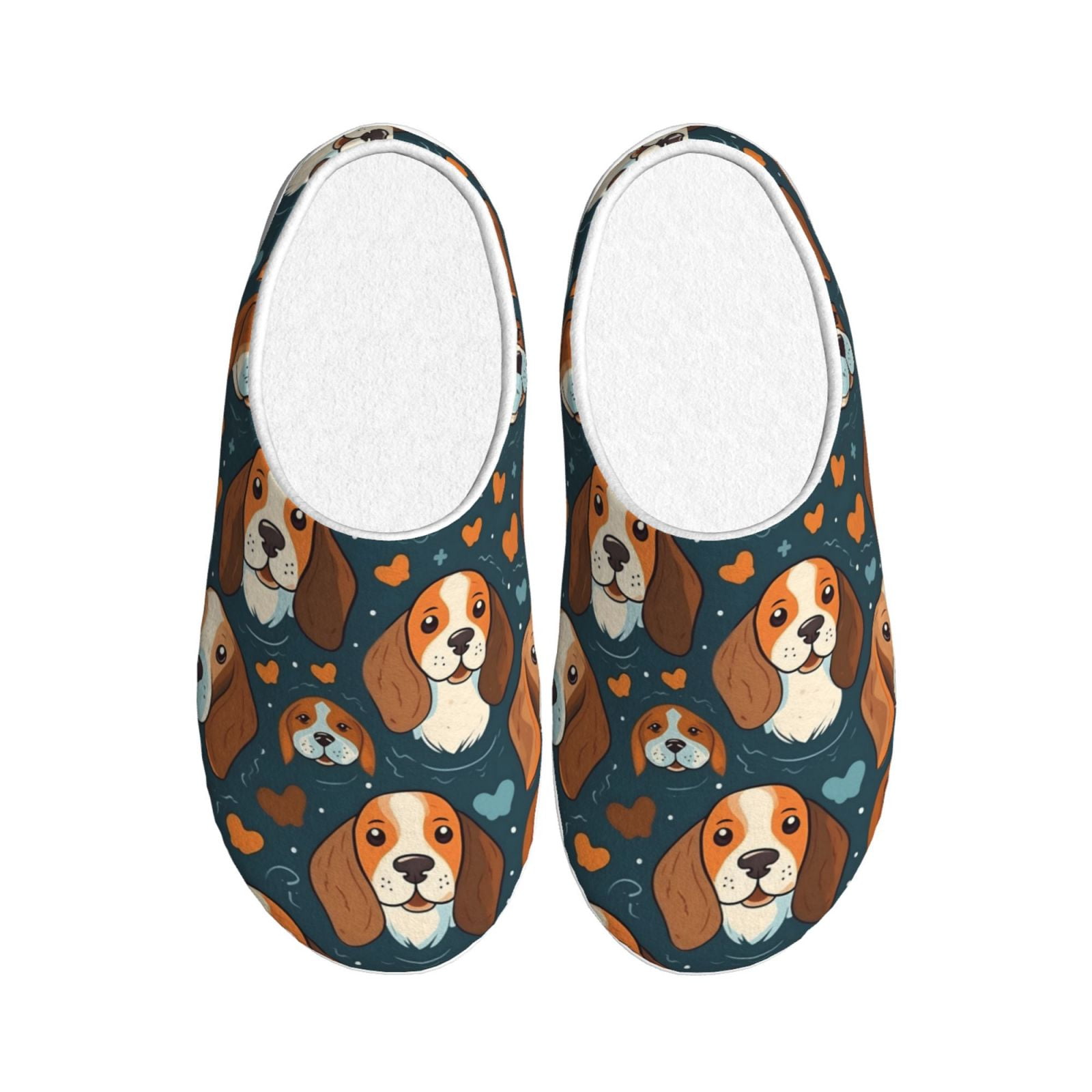 Yiaed Cute Puppy Print Slippers Fuzzy Warm Cozy Slippers Non Slip House ...