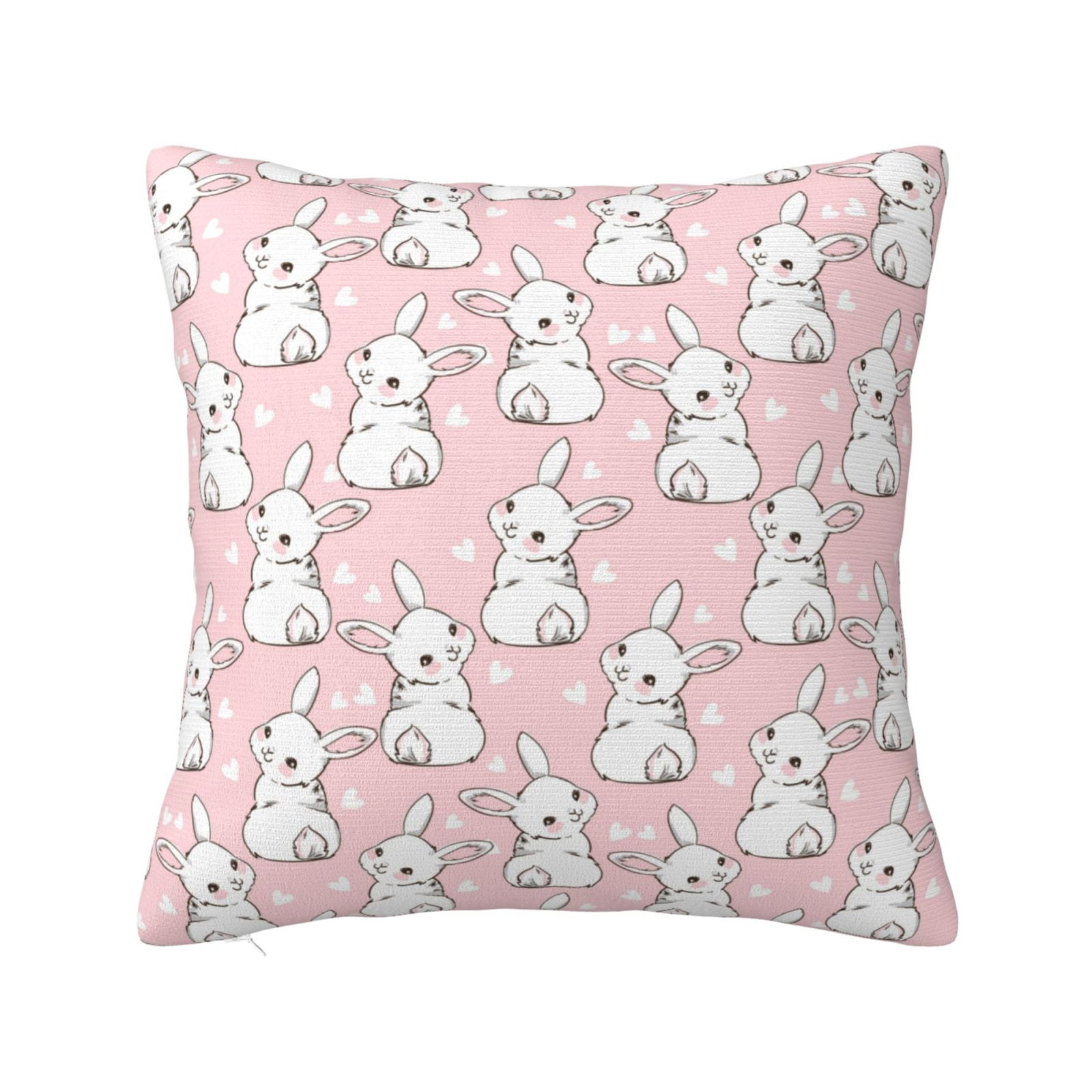 Yiaed Cute Rabbit Print Pillow Covers Super Soft Decorative Square ...