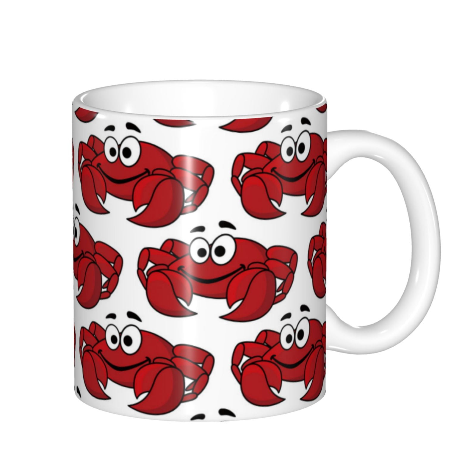 Yiaed Cute Red Crab Print Ceramics Coffee,Large Handle Design,Extra ...