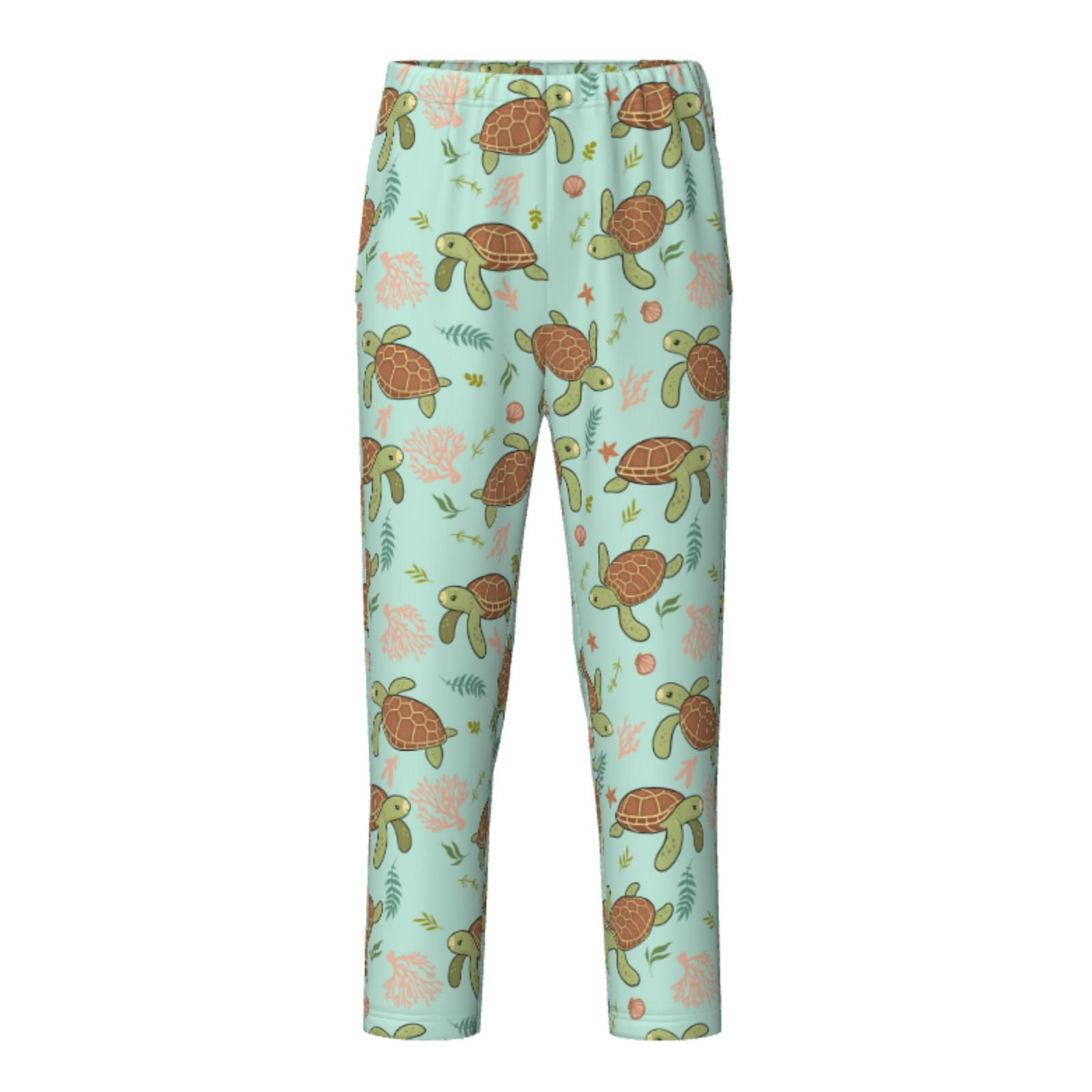 Yiaed Cute Sea Turtles Print Teenagers' Lounge Pants, Loose PJ Bottoms ...